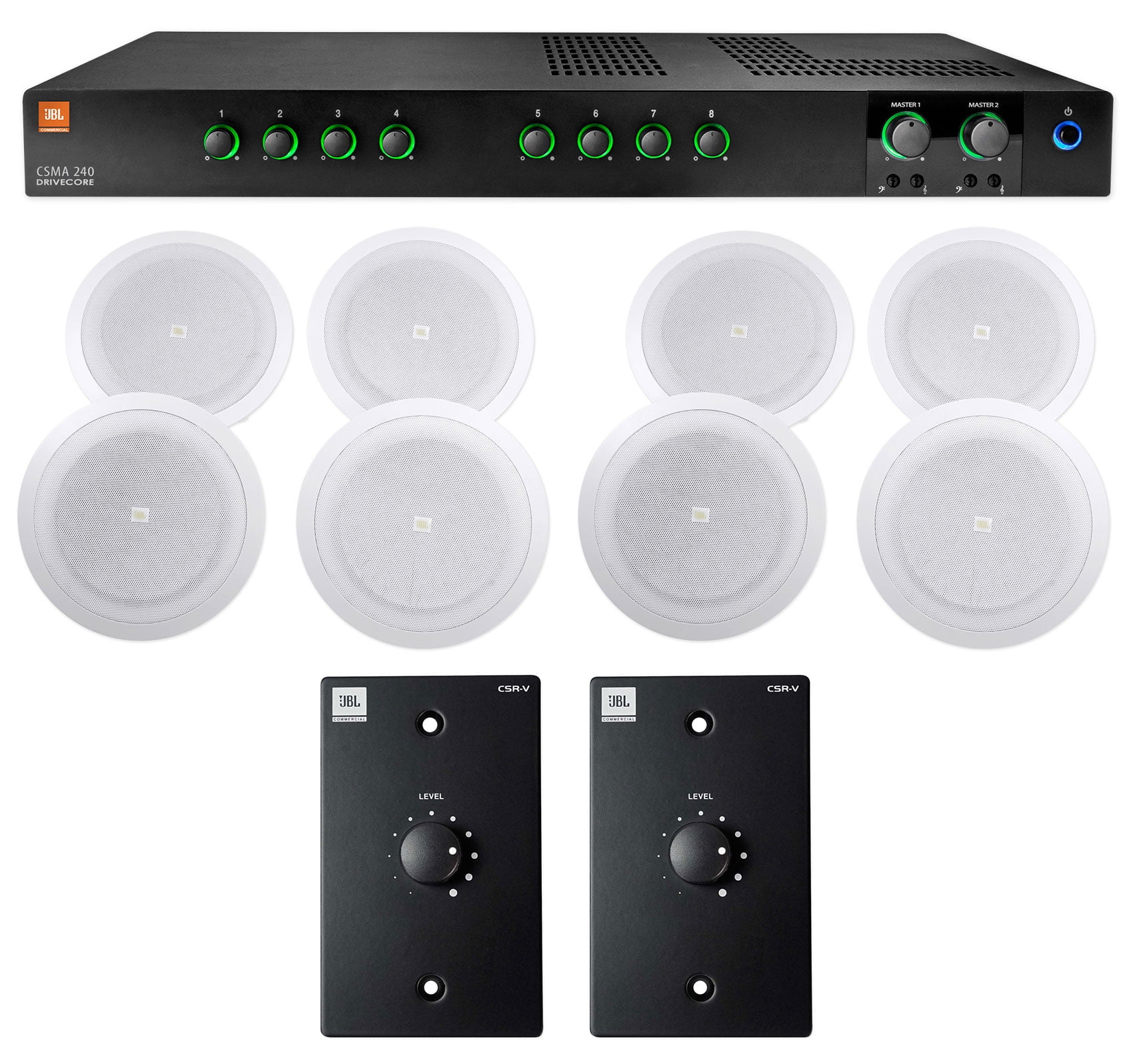 JBL CSMA240 Commercial Amplifier+(8) 8" In-Ceiling Speakers+(2) Wall ...
