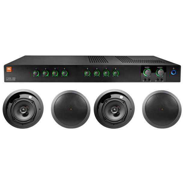 JBL CSMA280 Commercial/Restaurant 2x80w Amplifier+4) 6.5" Black Ceiling ...