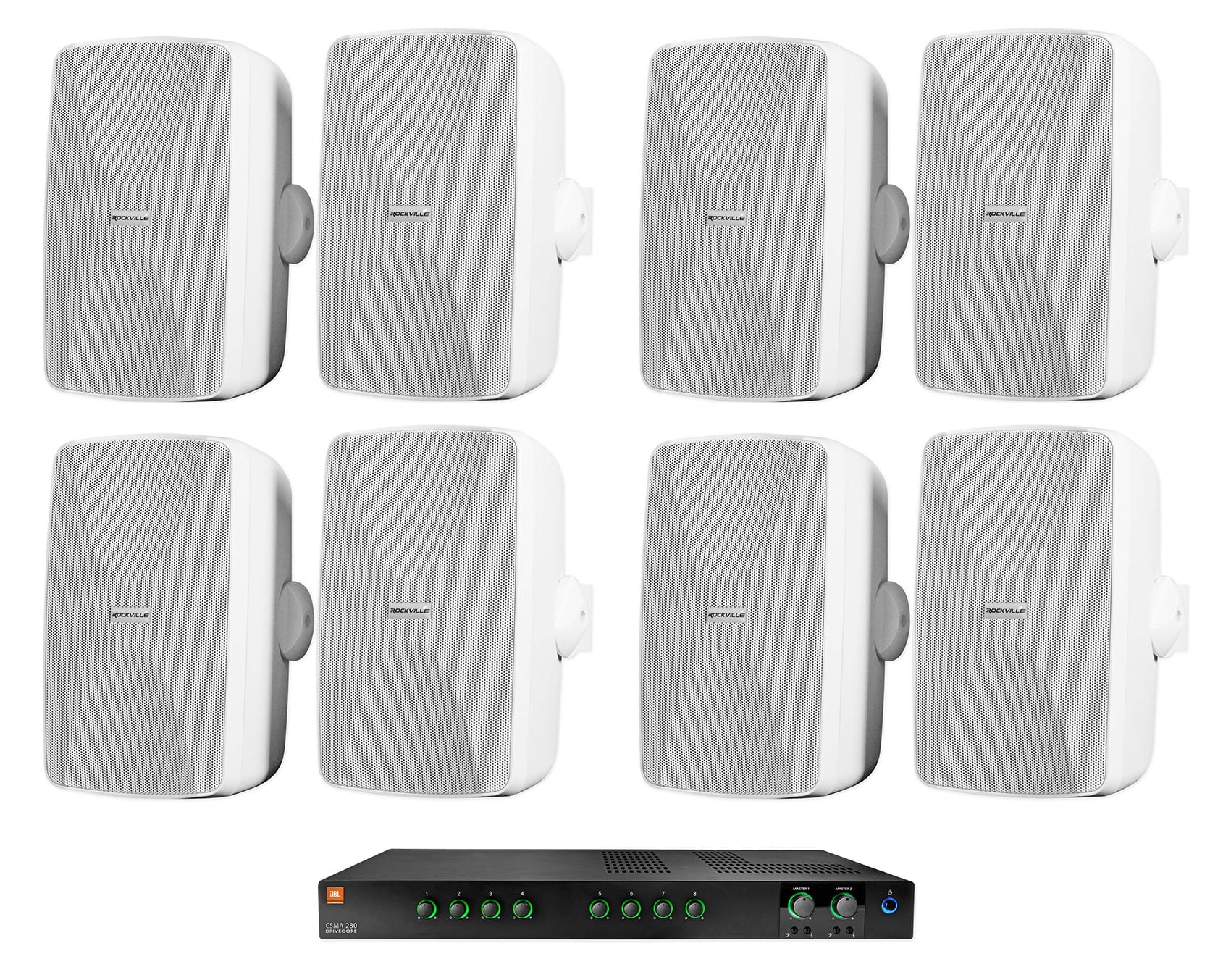 JBL CSMA280 Commercial/Restaurant Amplifier Amp+(8) White 5.25" Wall ...