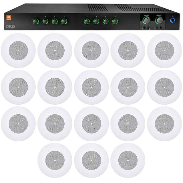 JBL CSMA280 Restaurant/Bar/Cafe 2x80w Amplifier 4/8ohm/70/100V+(18) 8 ...