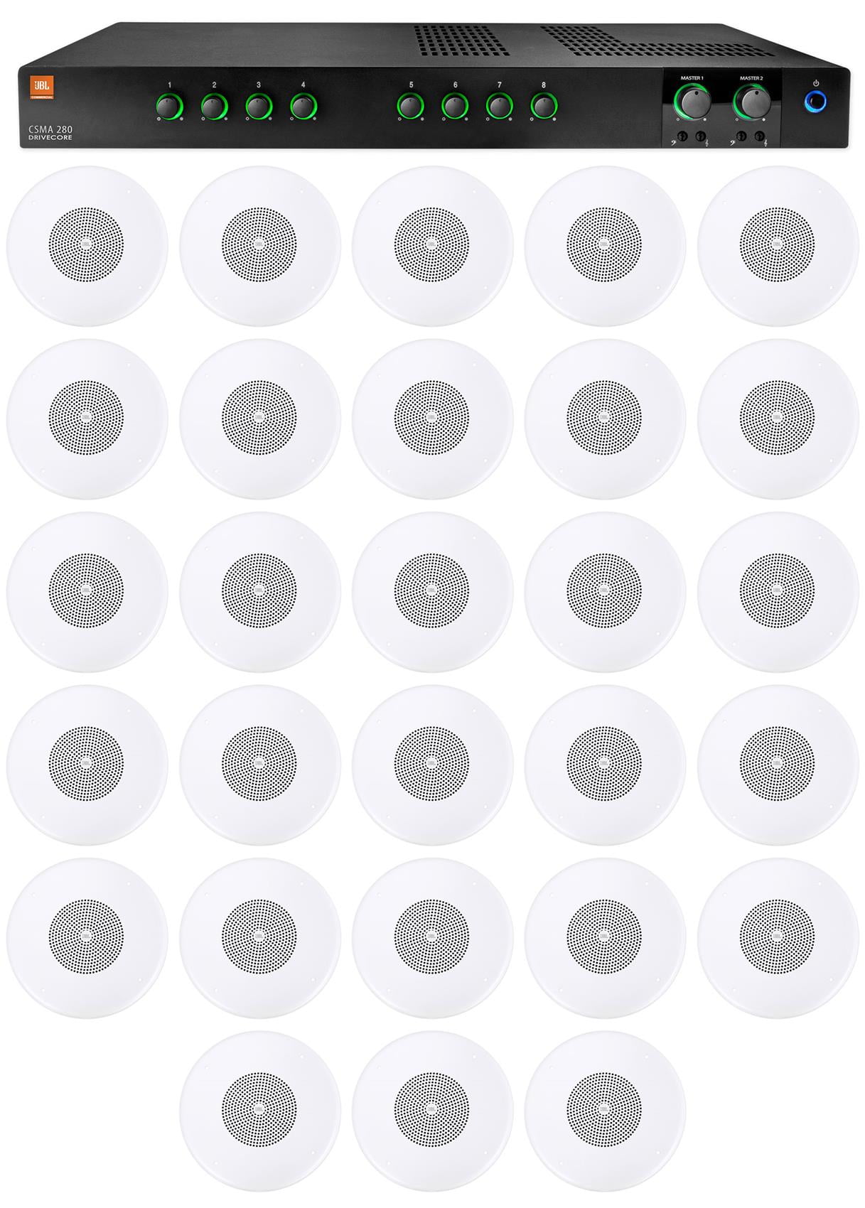 JBL CSMA280 Restaurant/Bar/Cafe 2x80w Amplifier 4/8ohm/70/100V+(28) 4 ...