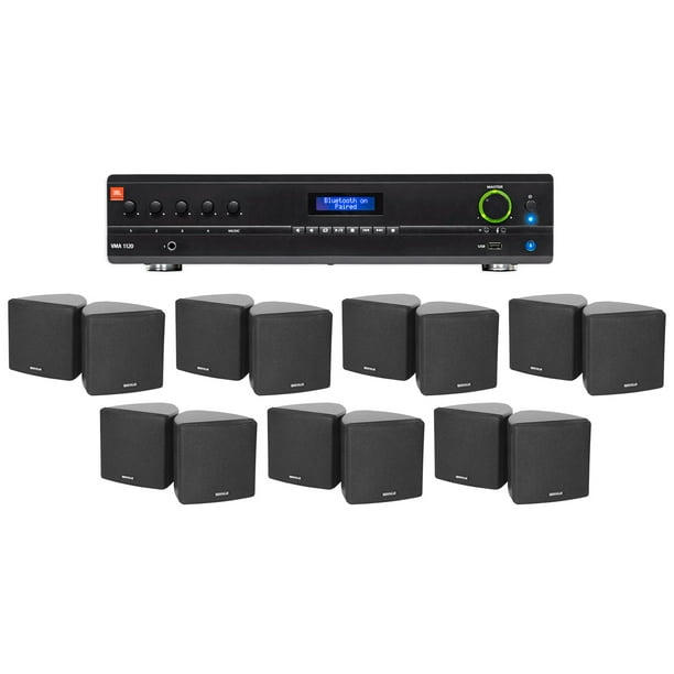 JBL Commercial Amplifier+(14) 3.5" Black Cube Speakers for Restaurant ...