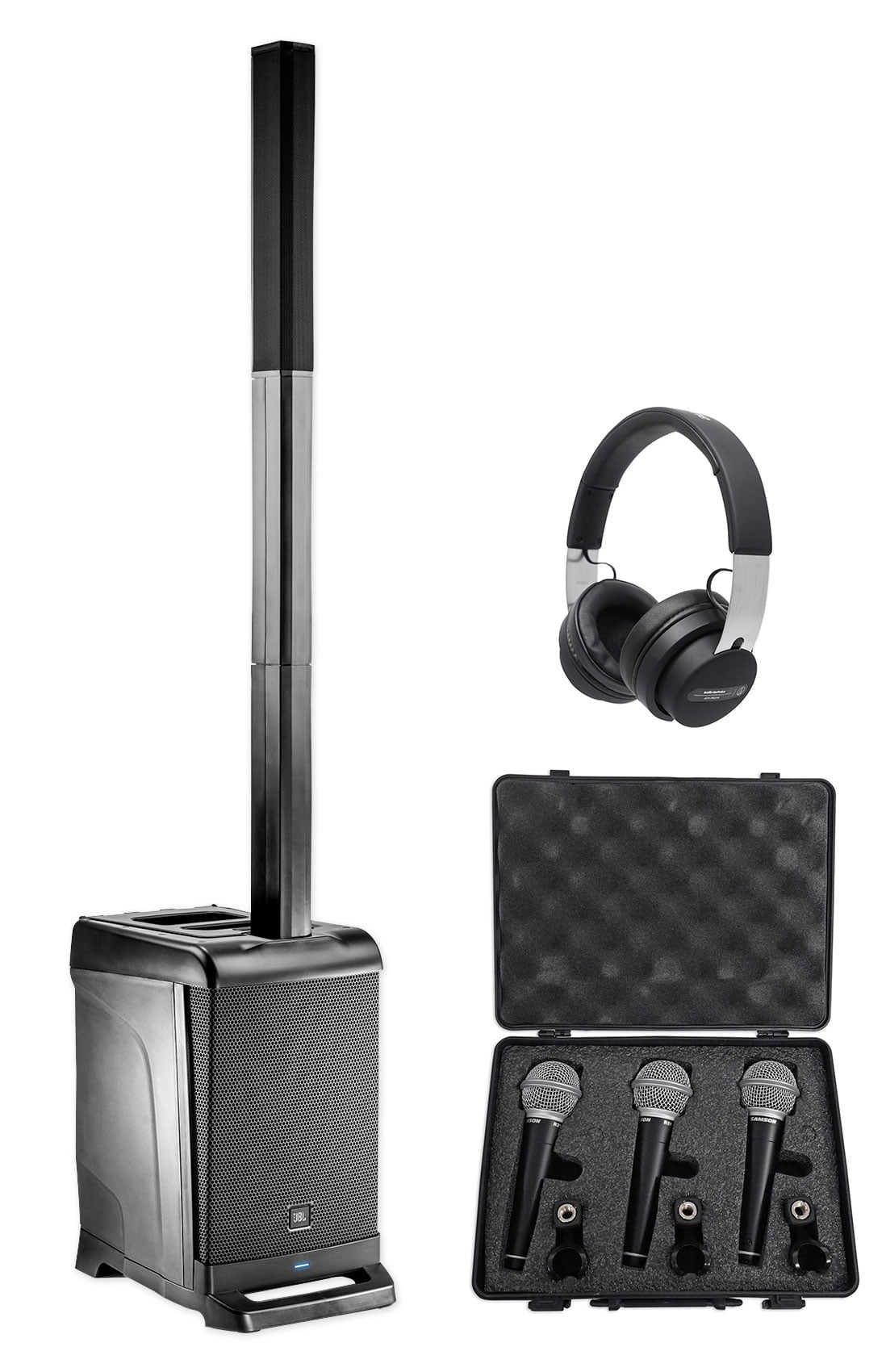 JBL EON ONE PA Array Speaker+Subwoofer+Audio Technica Headphones+(3 ...