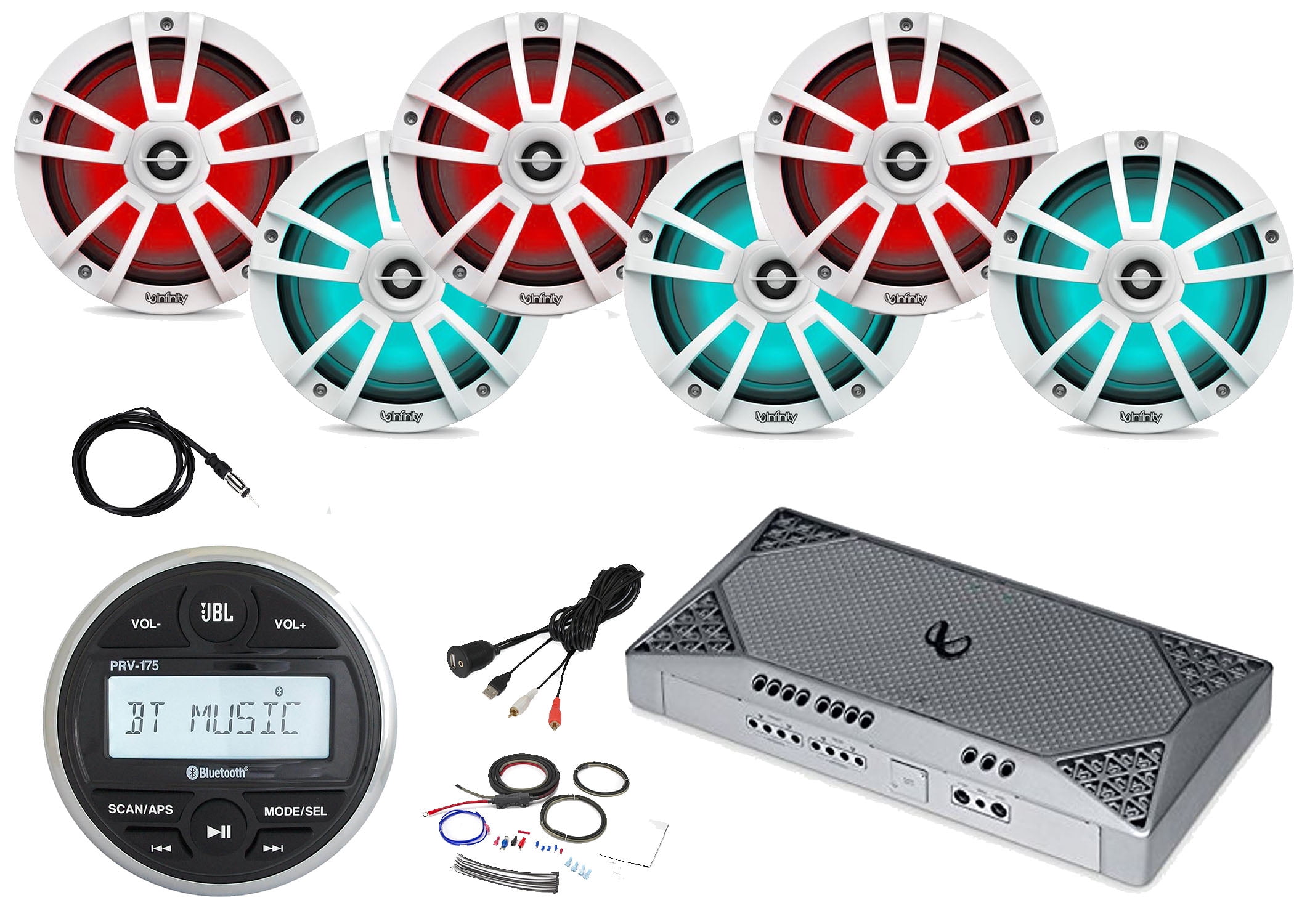 JBL PRV-175 Marine Bluetooth Digital Media Radio, 6x Infinity 8 ...