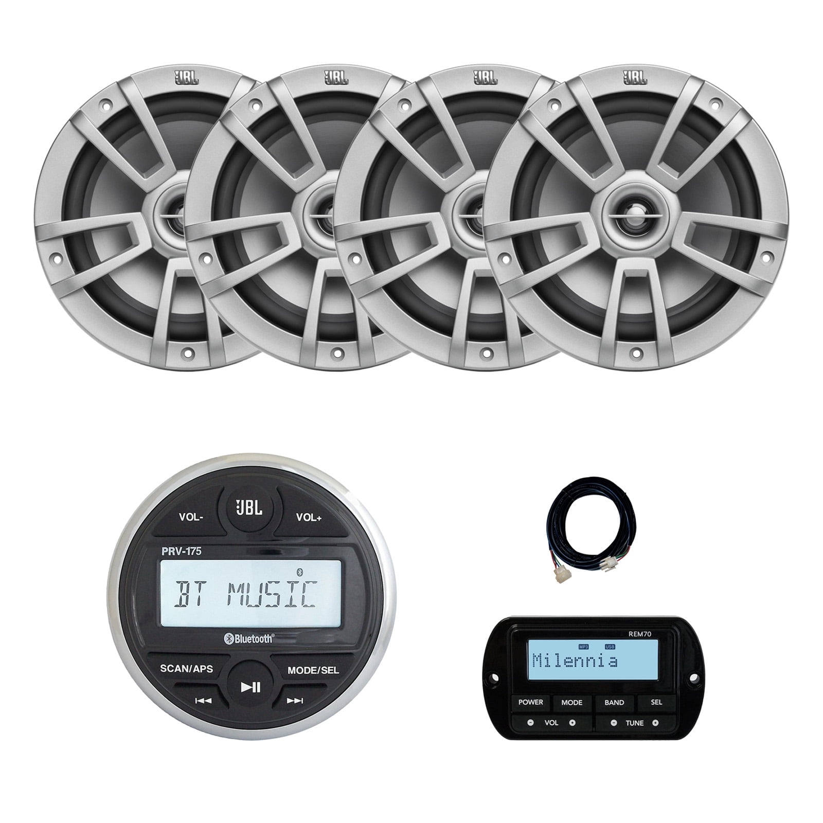 JBL PRV-175 Marine Gauge Hole Mount USB Bluetooth AM/FM Digital Stereo ...