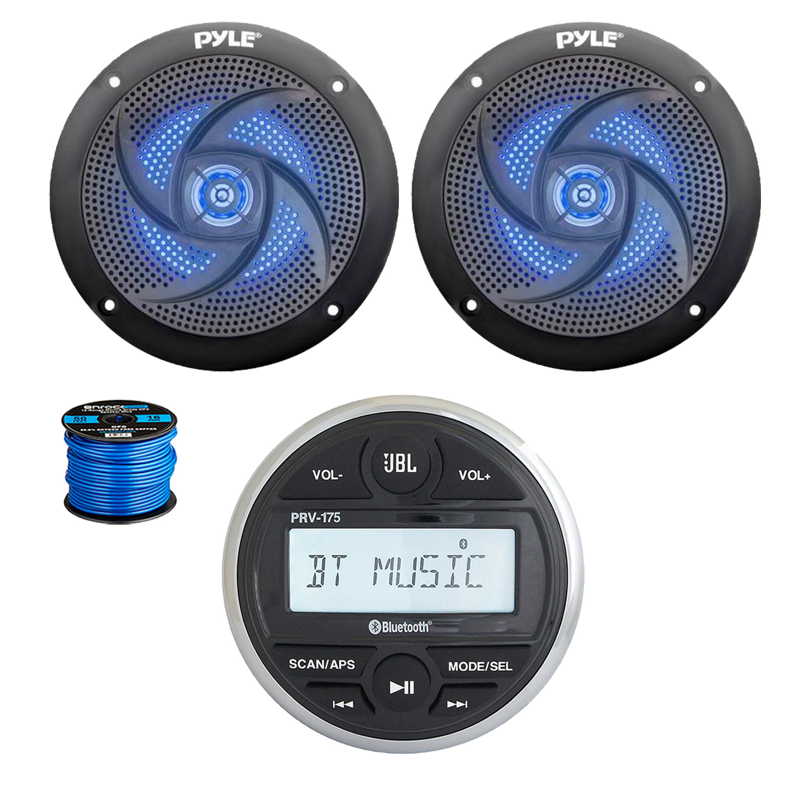 JBL PRV-175 Marine Gauge Mount USB Bluetooth AM/FM Digital Stereo ...