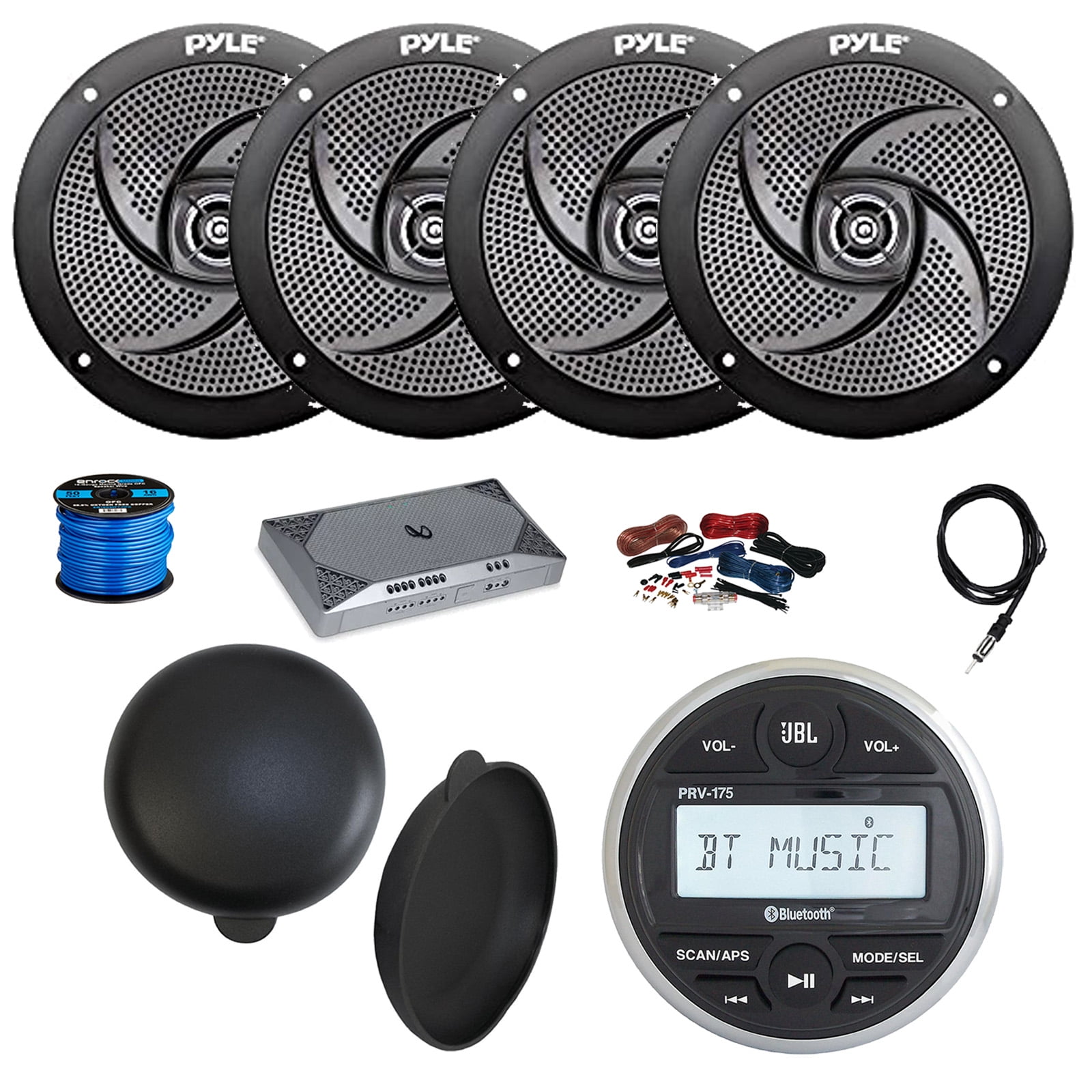 JBL PRV-175 Marine Gauge Mount USB Bluetooth AM/FM Digital Stereo ...