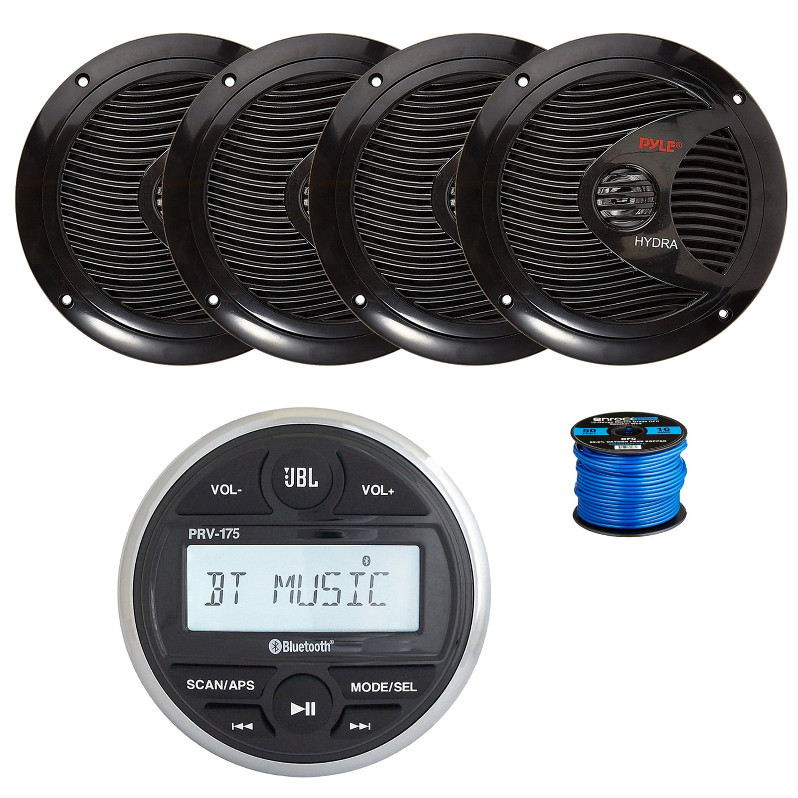 JBL PRV-175 Marine Gauge Mount USB Bluetooth AM/FM Digital Stereo ...