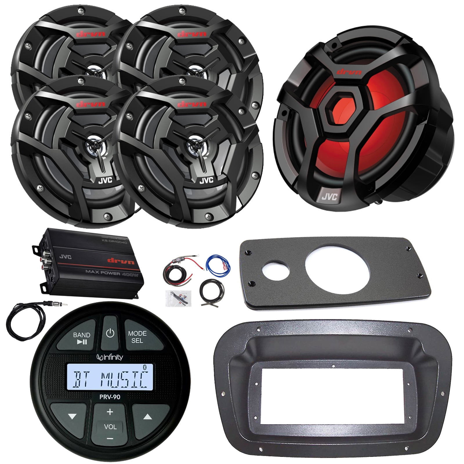 JBL PRV90 Marine Gauge Style USB Bluetooth Stereo Receiver, Spa Bezel ...