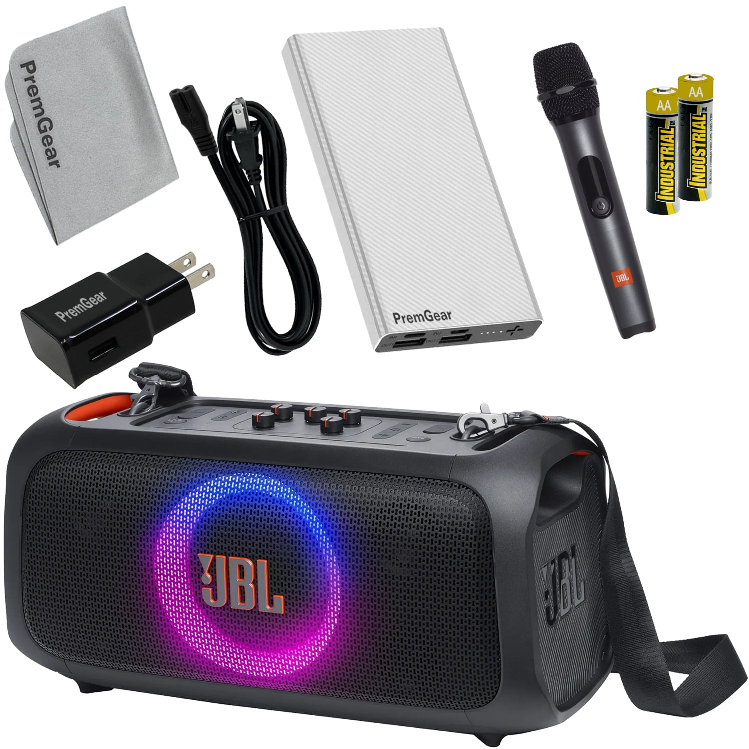 JBL PartyBox On-The-Go Essential 100W Portable Bluetooth Party Speaker with Built-in Lights ...