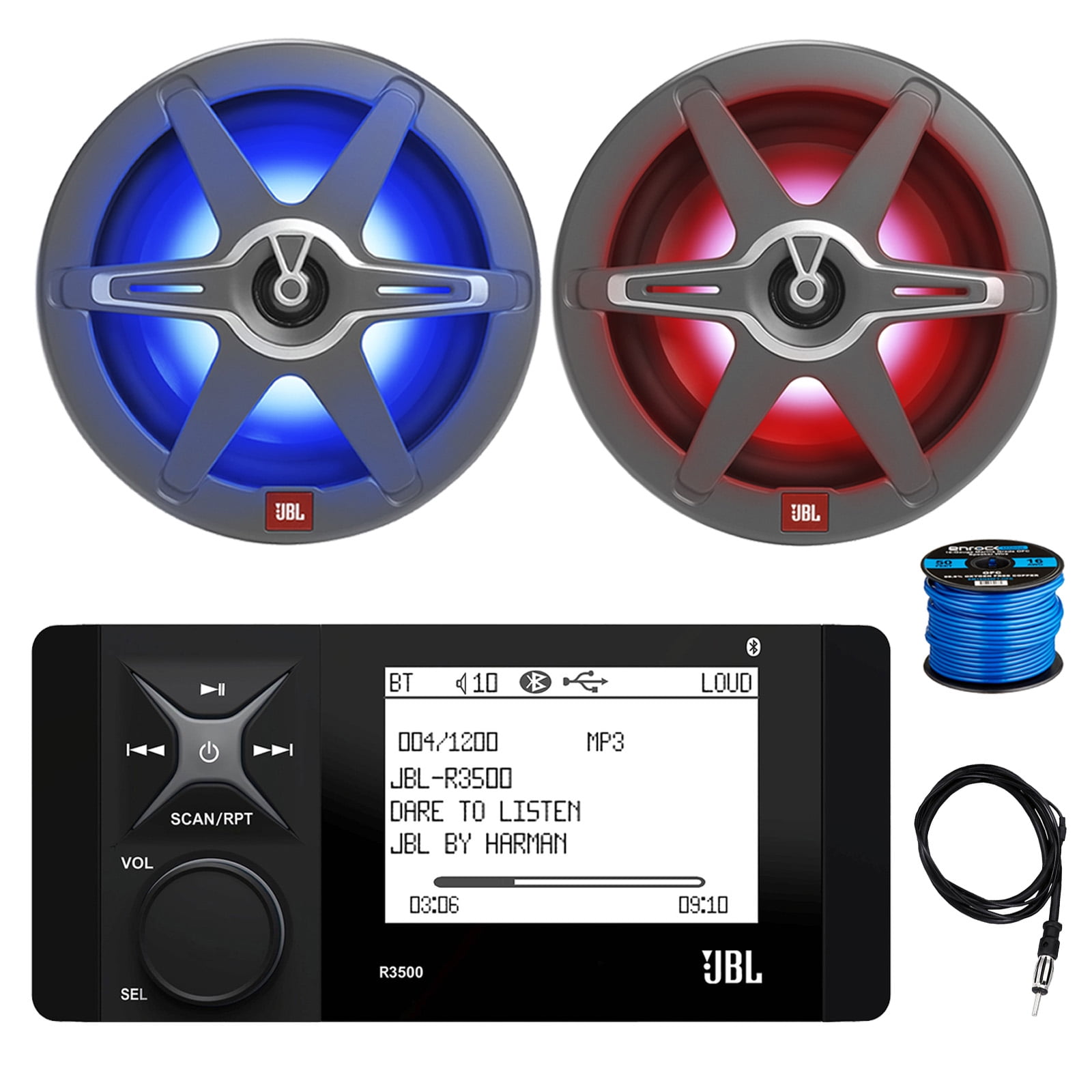 JBL R3500 Marine Weather-Resistant AM/FM Radio Bluetooth Receiver, 2x 8 ...