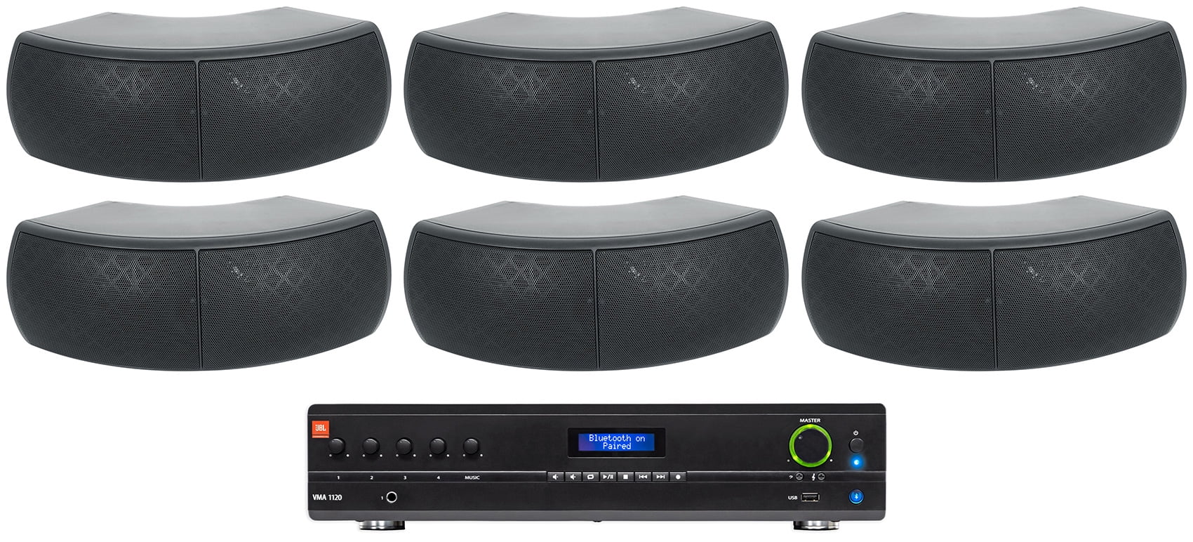 JBL VMA1120 Commercial 70v Amplifier+(6) Black Dual 4" Speakers For ...