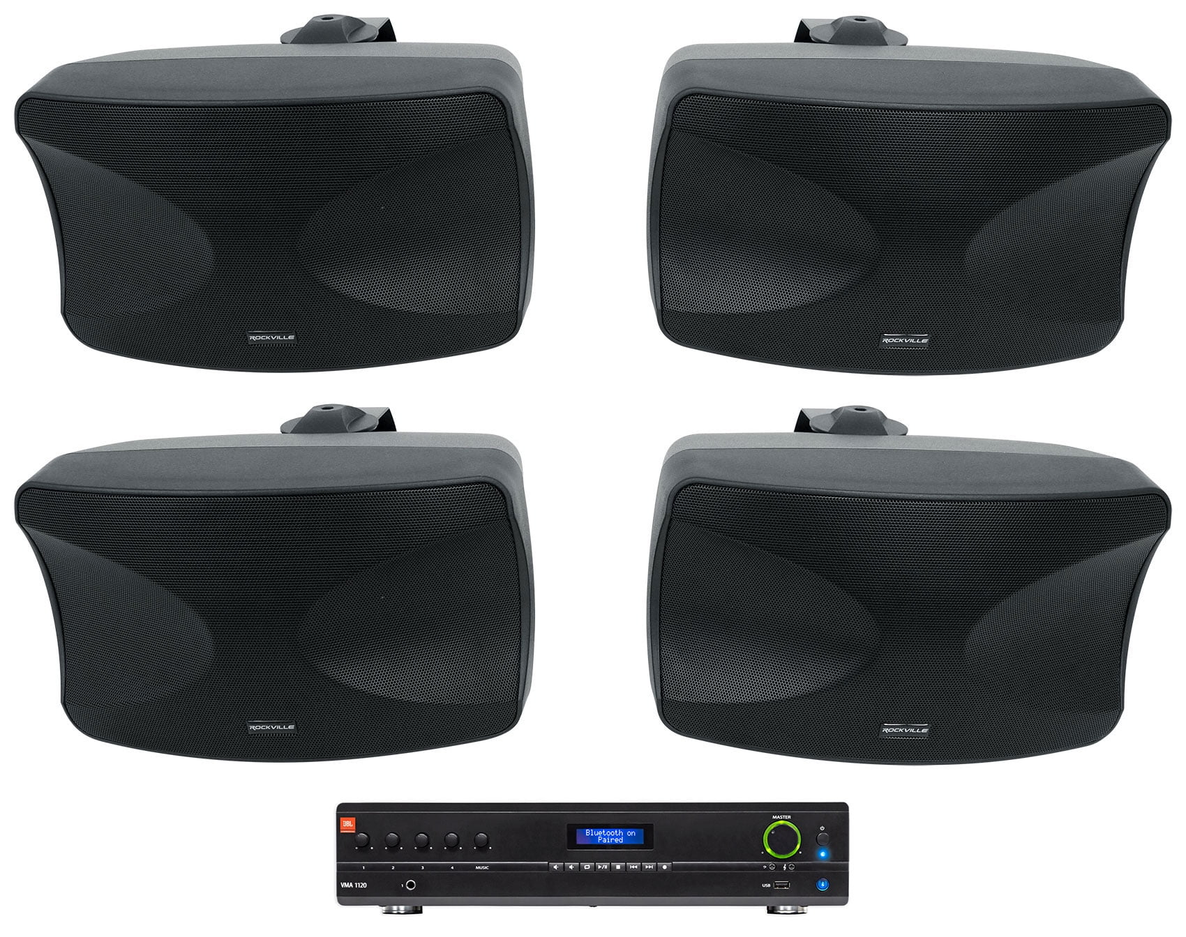 JBL VMA1120 Commercial 70v Bluetooth Amplifier+(4) Indoor/Outdoor Black ...