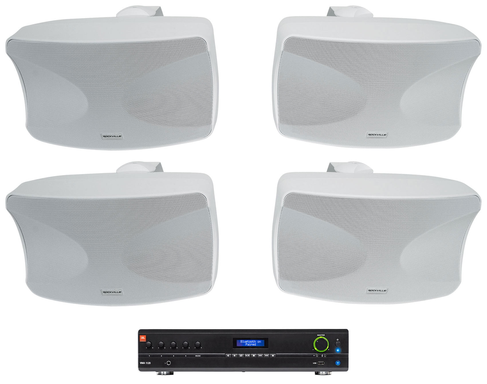JBL VMA1120 Commercial 70v Bluetooth Amplifier+(4) Indoor/Outdoor White ...