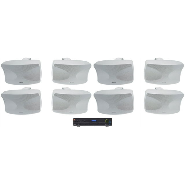 JBL VMA1240 Commercial 70v Bluetooth Amplifier+(8) Indoor/Outdoor White ...