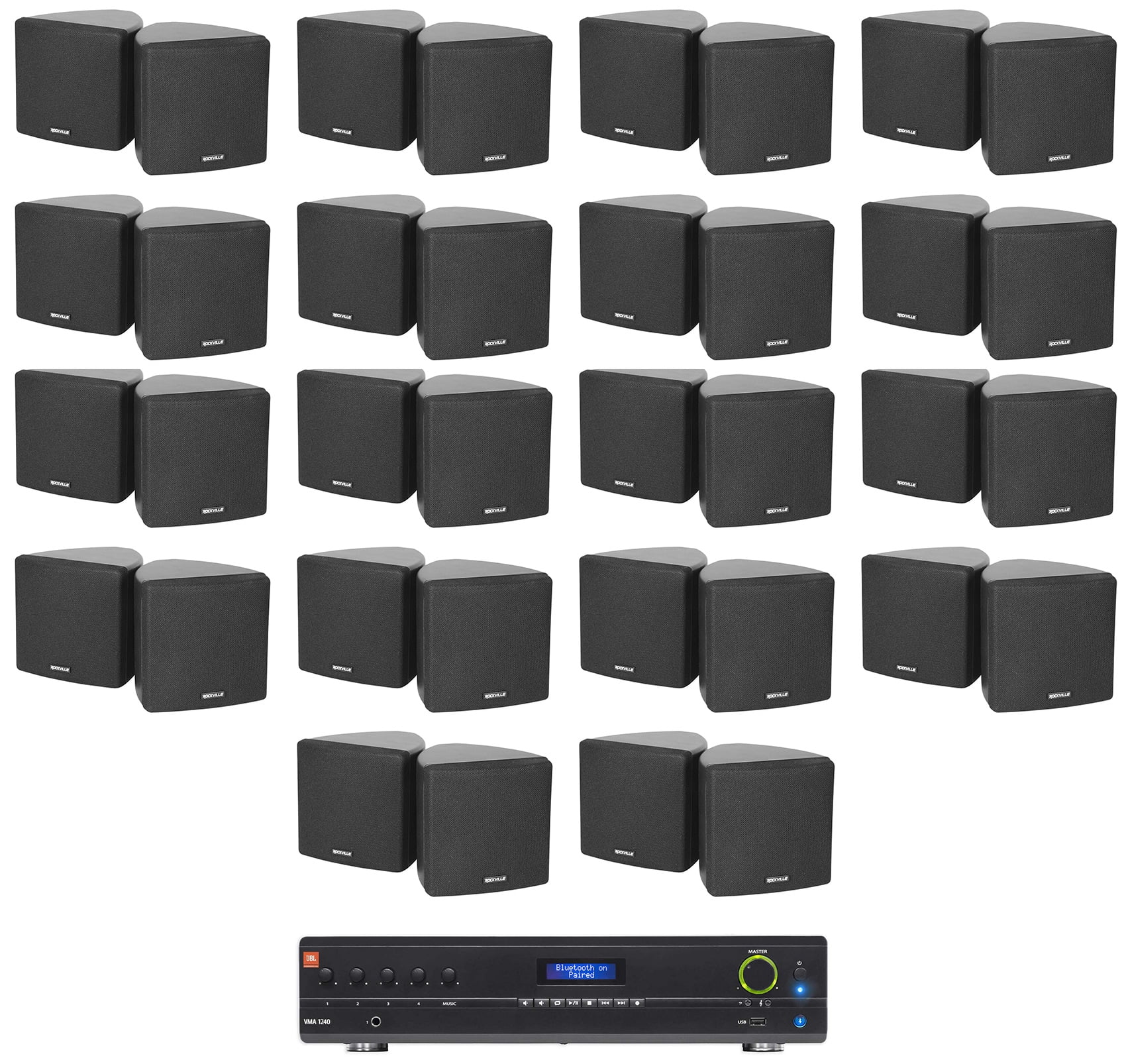 JBL VMA1240 240 Watts Continuous Power Wall Mount Speakers, Black, 36 ...