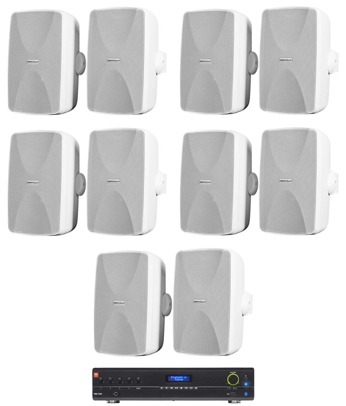 JBL VMA1240 Commercial/Restaurant Bluetooth Mixer/Amplifier+(10) Wall ...