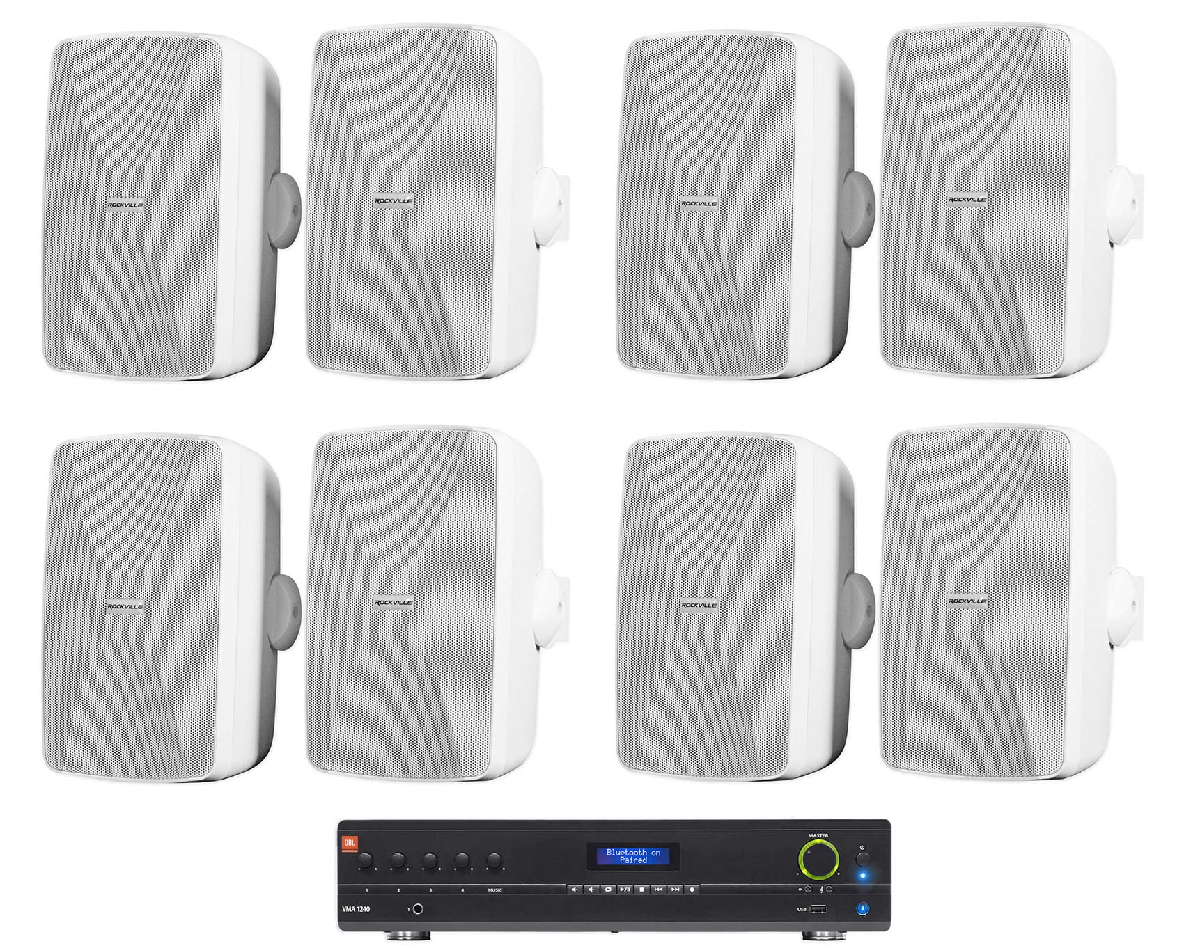 JBL VMA1240 Commercial/Restaurant Bluetooth Mixer/Amplifier+(8) Wall ...