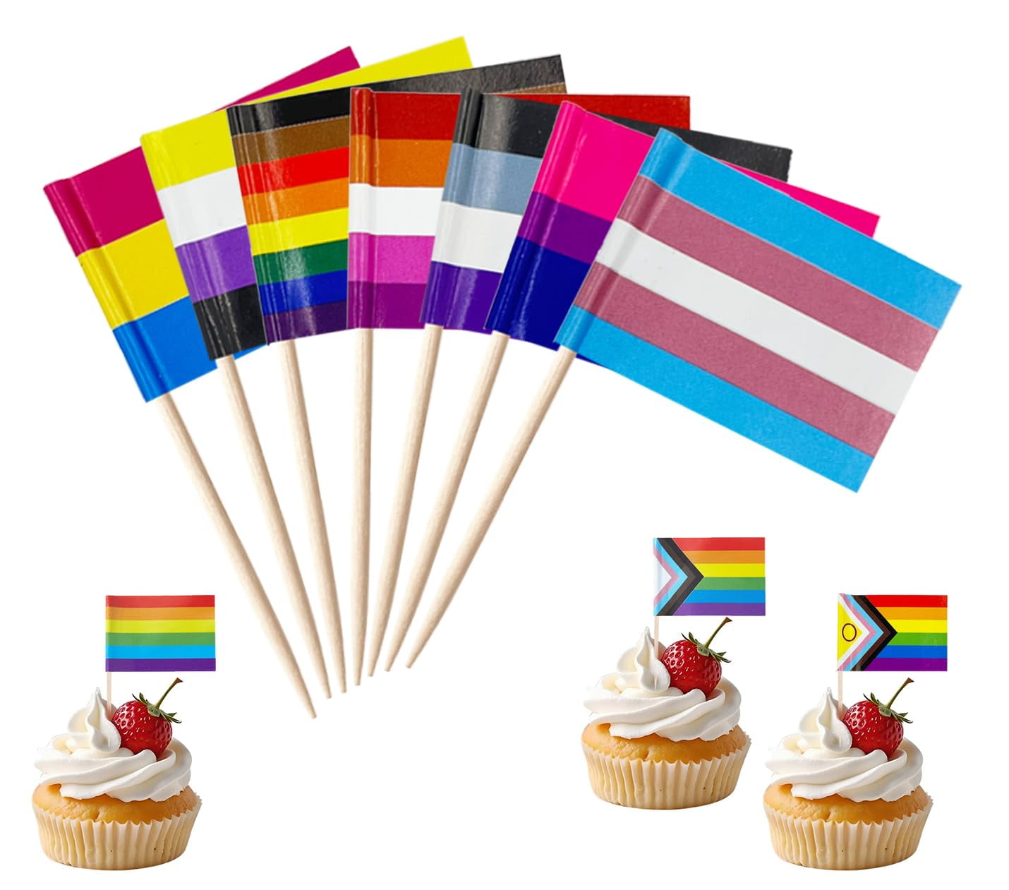 JBSJBS All Pride Rainbow Gay Set ITL1 Cupcake Topper Flag Banner Mini ...