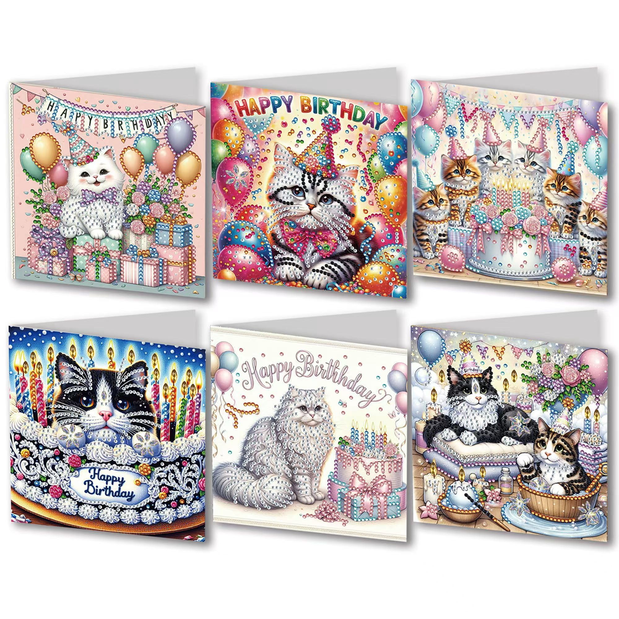JBTM24 6 PcsTRDN Diamond Painting Birthday Greeting Cards Kits for ...