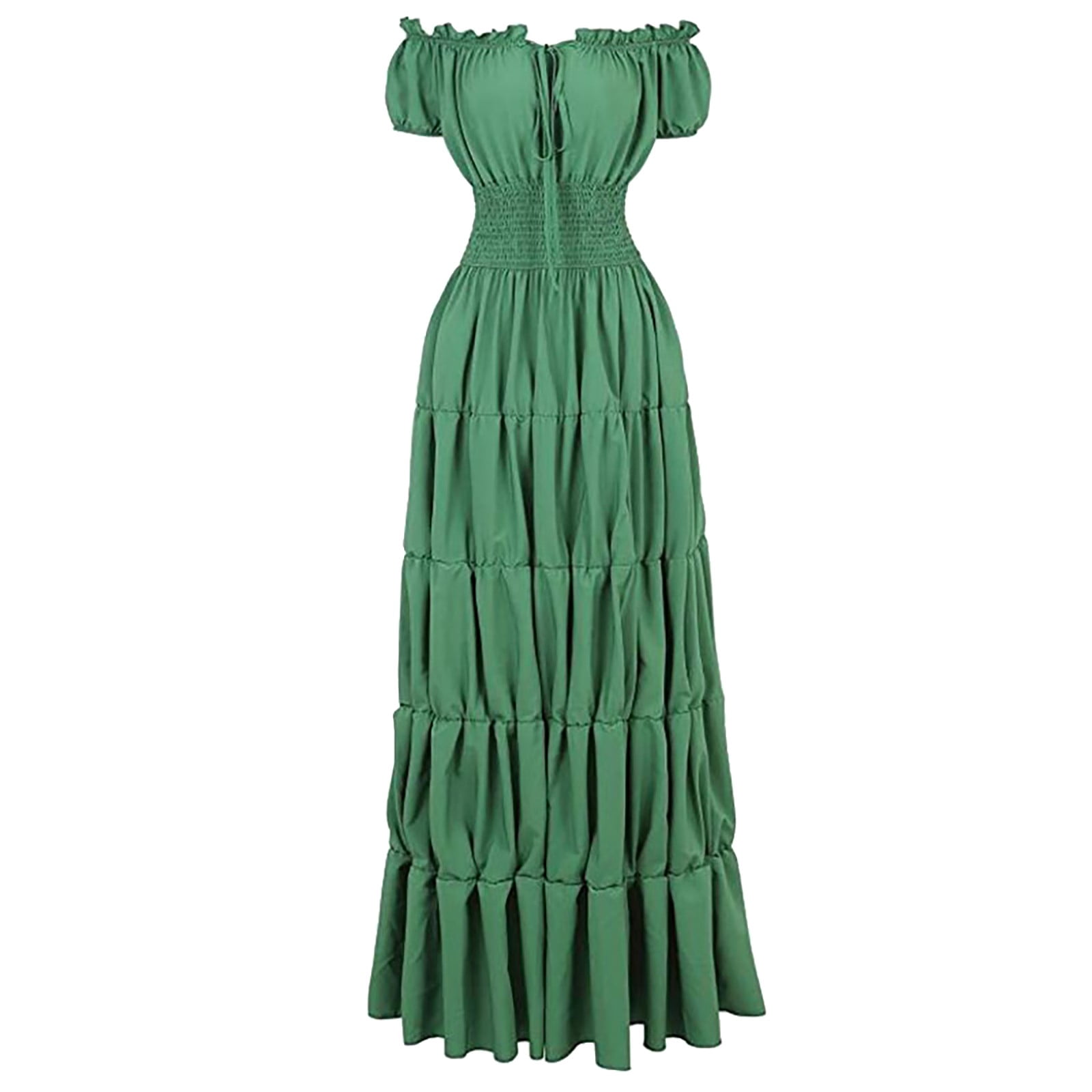 JBXKXYW Sundresses for Women 2024 Women's Solid Color Medieval Shoulder ...