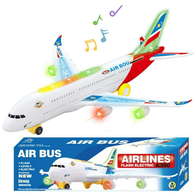 JBee Ctrl Kids Airplane Toy, Bump & Go Action, LED Lights & Sounds, for ...