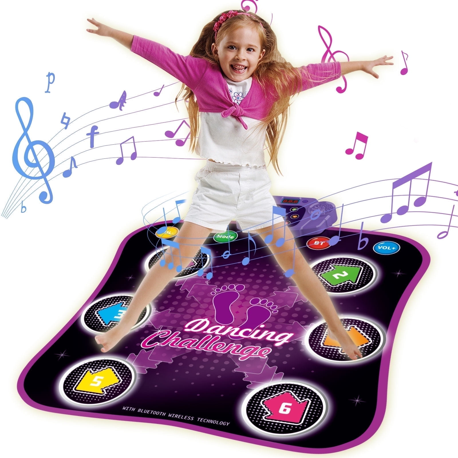 JBeeCtrl Dance Mat Toys for Girls 3-6 Years Dance Pad with LED Light-up ...