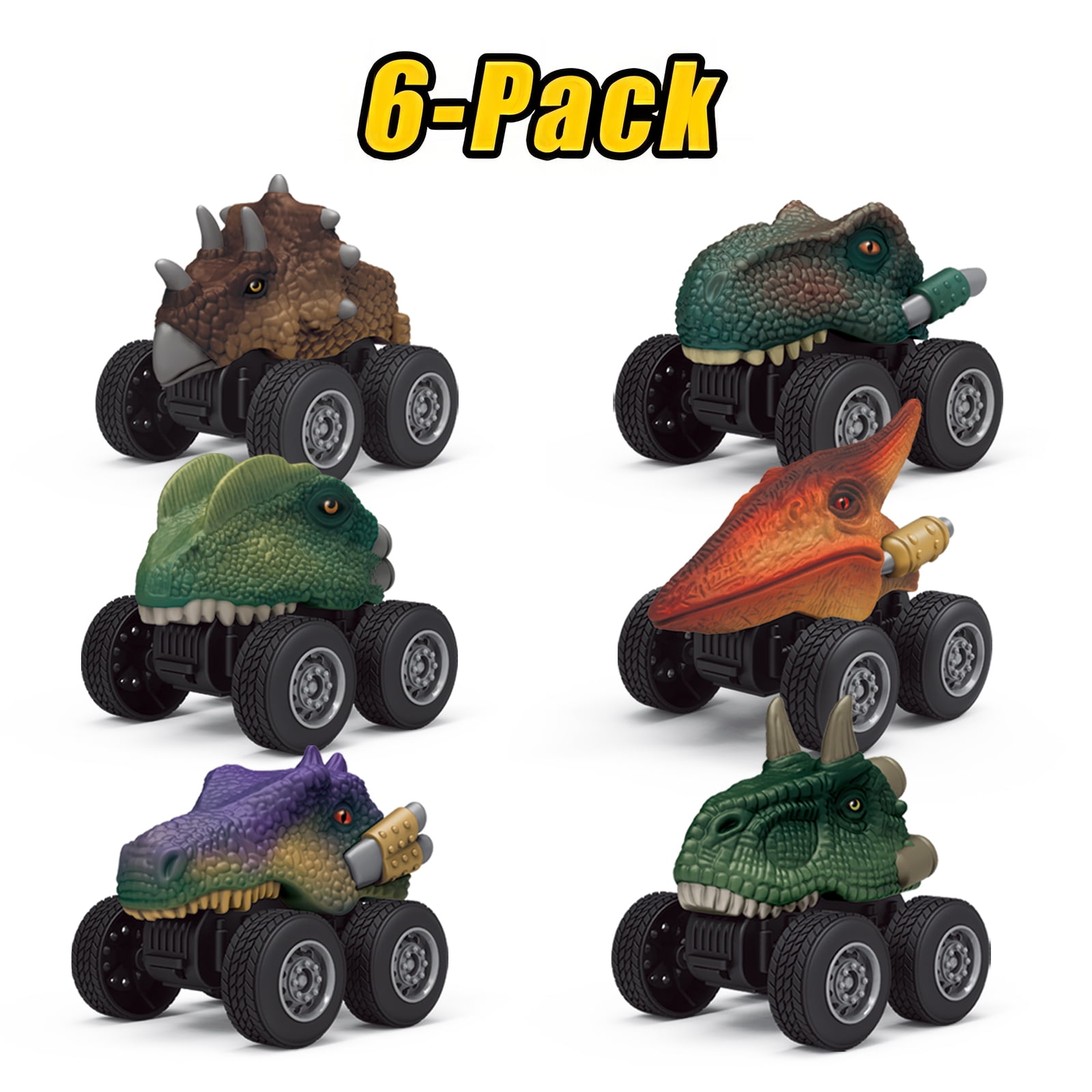 JBee Ctrl 6 Pack Pull Back Dinosaur Car Toys, Ideal for Boys 3-6 Years, Perfect Birthday Gift ...
