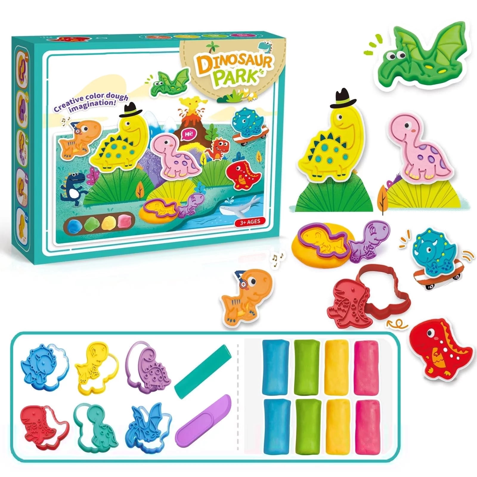 JBee Ctrl Play Dough Set Dinosaur World Play Doh Set for Kids Color ...