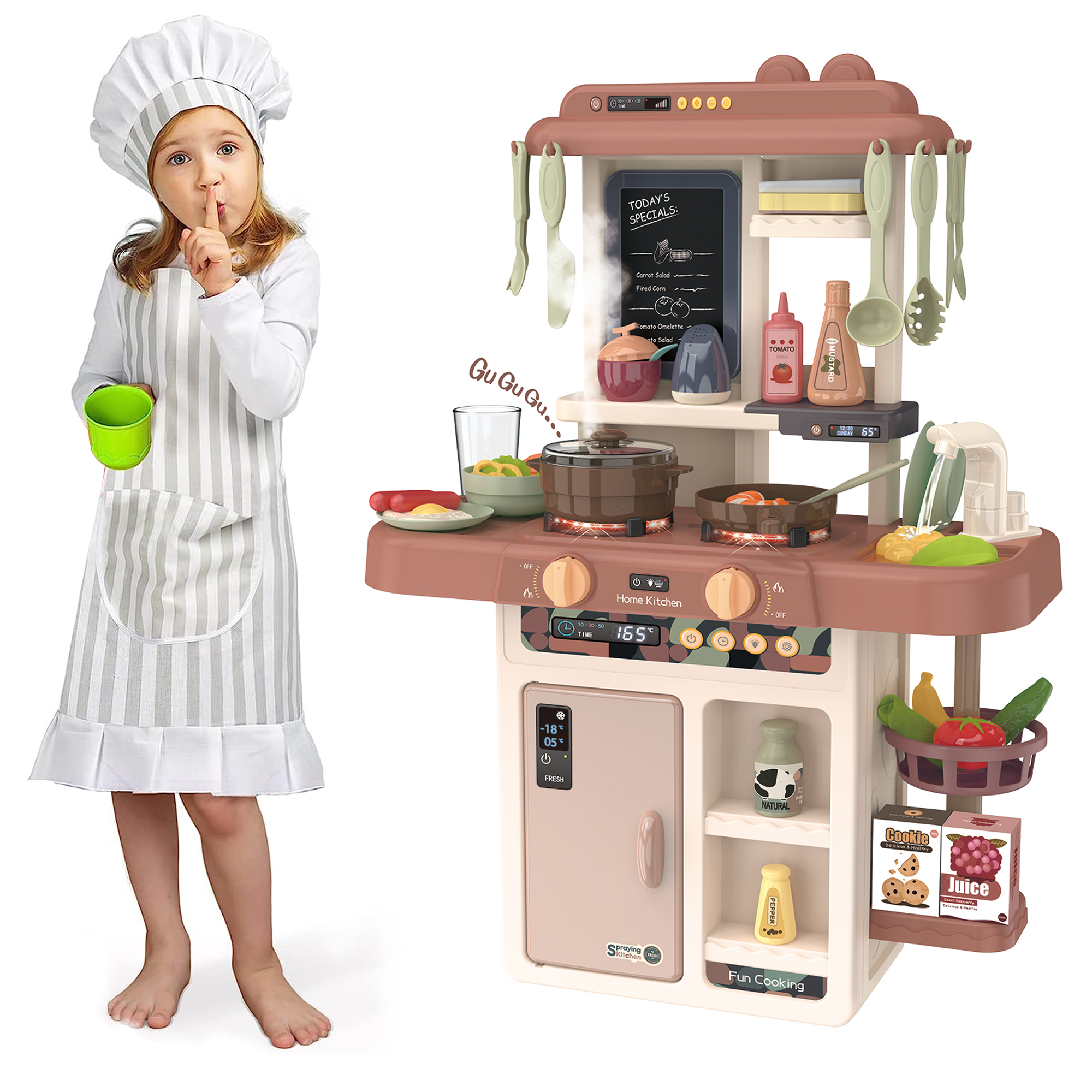 Bisontec Deluxe Kitchen Appliance Cooking Play Set With Lights & Sound ...
