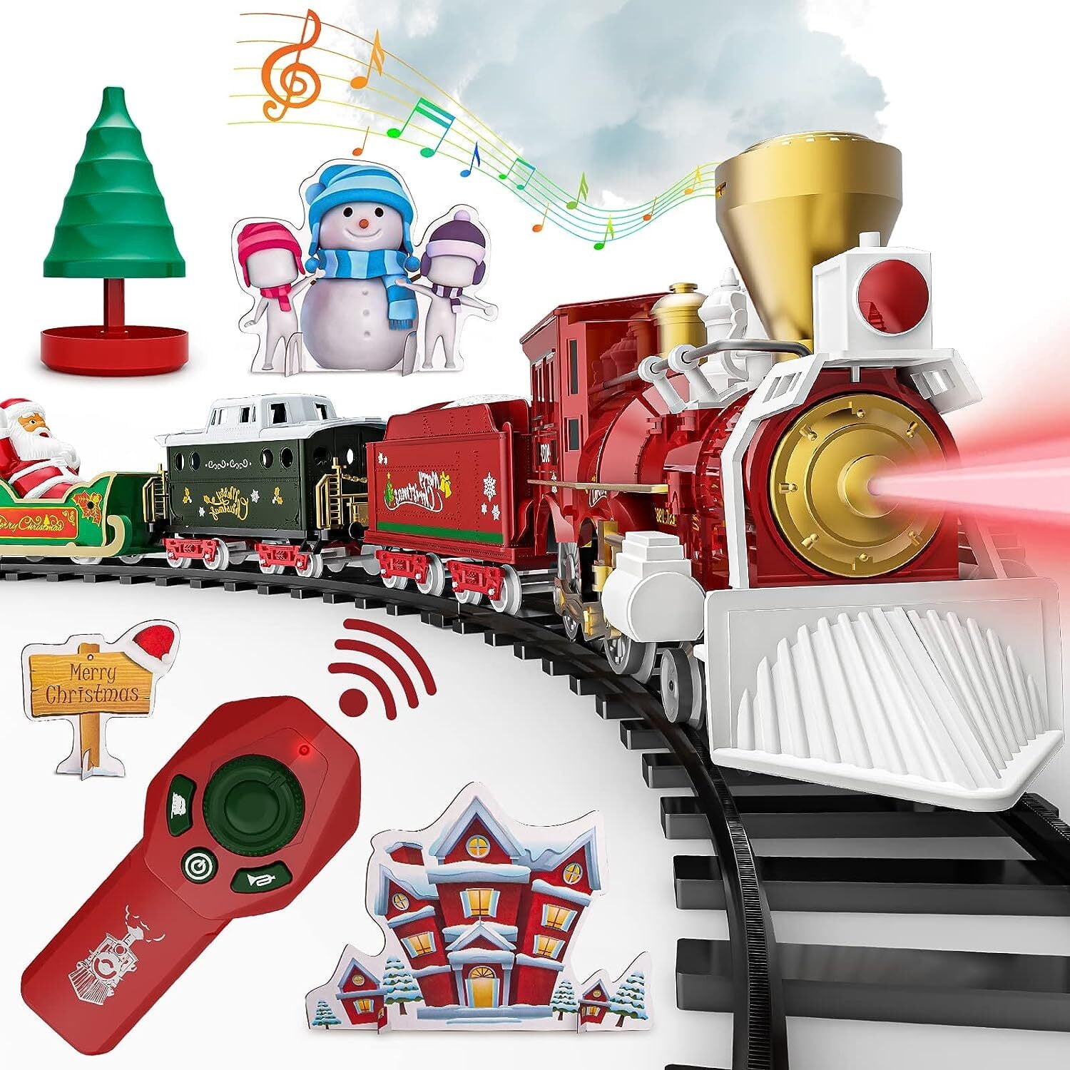 JBee Ctrl Electric Train Set with Remote, Smoke, Lights, Sound for Kids ...