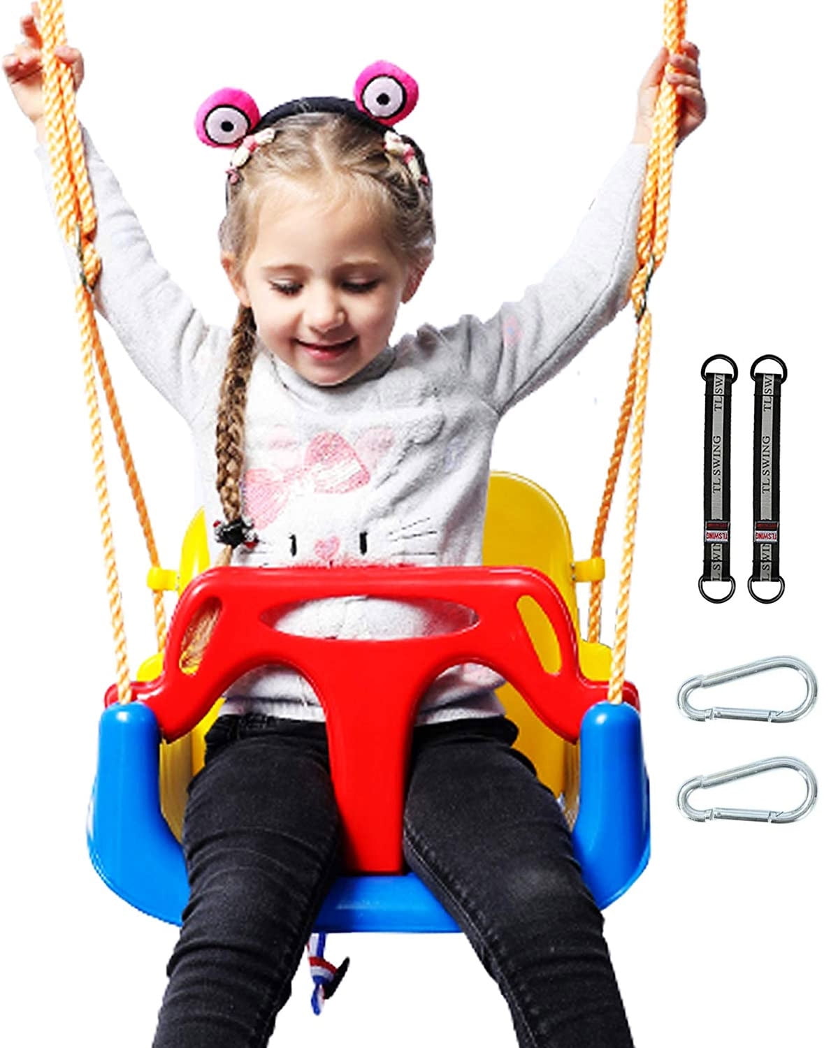 JBeeCtrl 3-in-1 Toddler Swing Seat with Hanging Strap and Hooks for ...