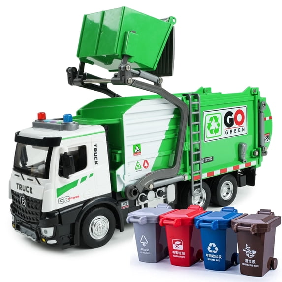 JBeeCtrl Garbage Truck Toys for Boys 3-5 with Lights & Sounds Trash ...