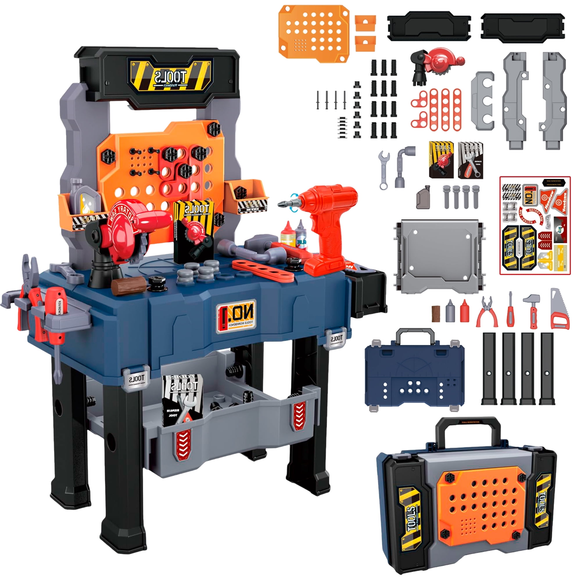 JBeeCtrl Kids Tool Bench Set with Electric Drill and Realistic Tool ...