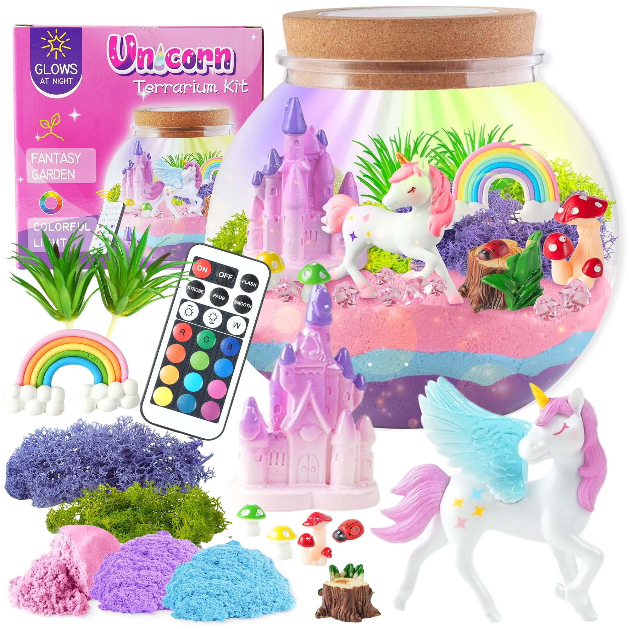 JBeeCtrl Unicorn Terrarium Crafts Kit for Girls Unicorn Night Light ...