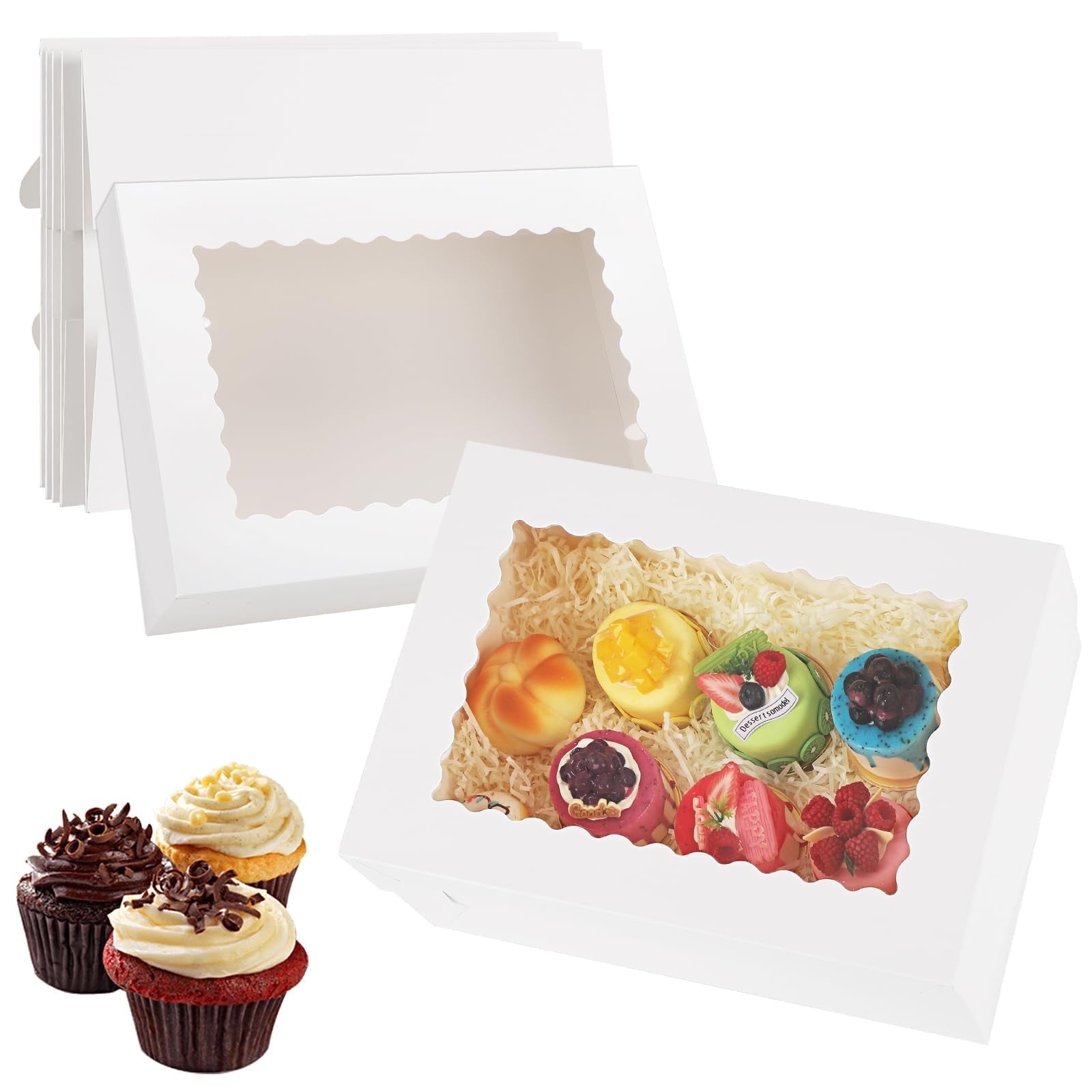 JC 12 Sets 14x10x4in White Bakery Boxes Half Sheet Cake Boxes with ...