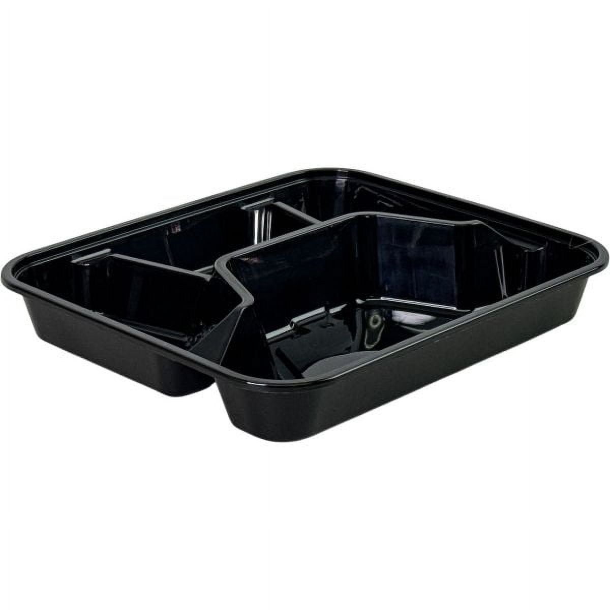 JC 150 Sets of 4-Compartment Black Meal Prep Box with Airtight Clear ...