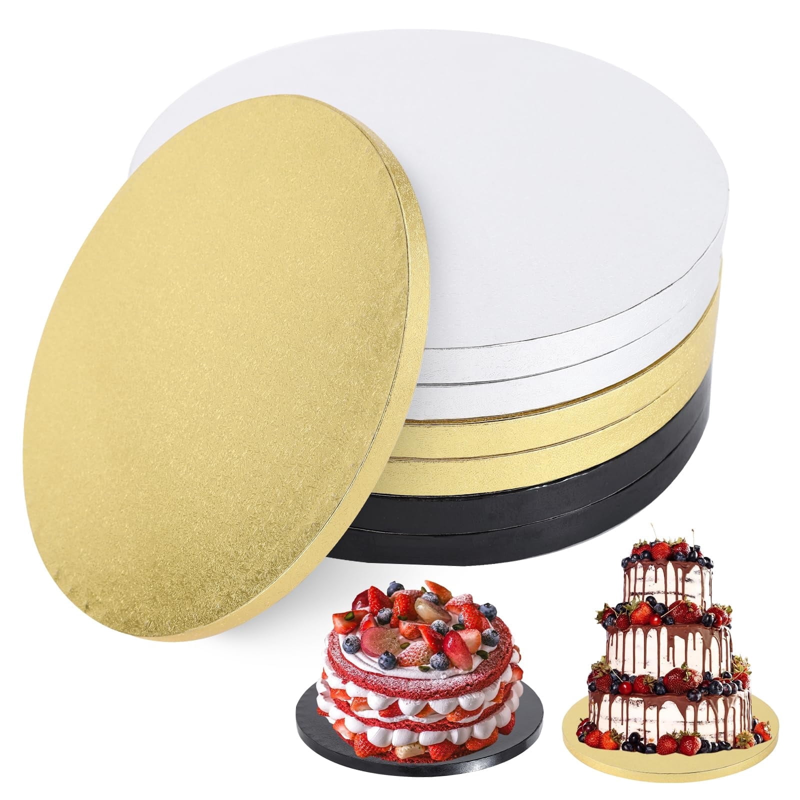 Anscher 6 Packs 12 Inch Cake Drums, Greaseproof Thick Round Cake Drums ...