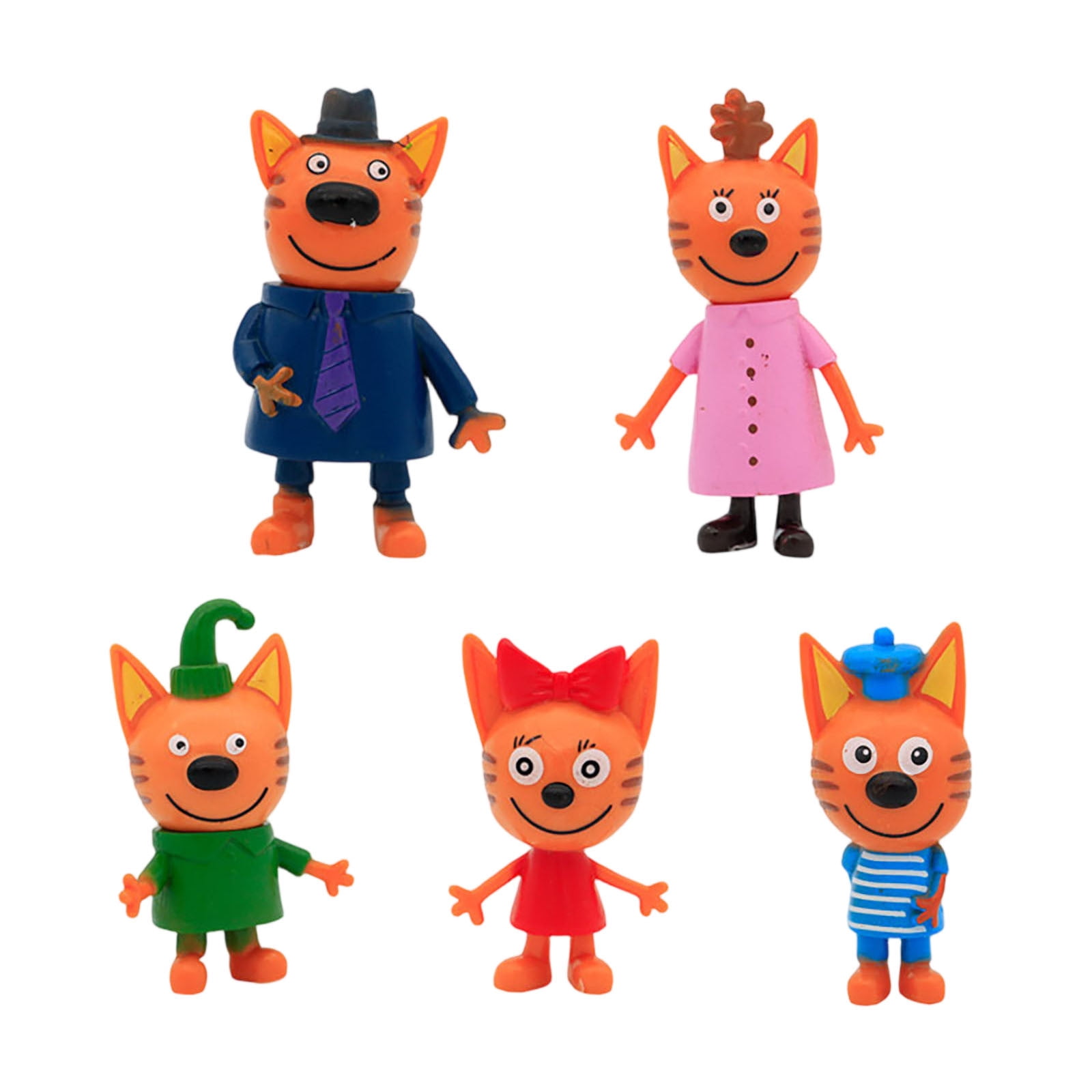 JC Toy 5 PSC Kid-e-Cats Russian Cartoon Toys, Cartoon Cat Figurine ...