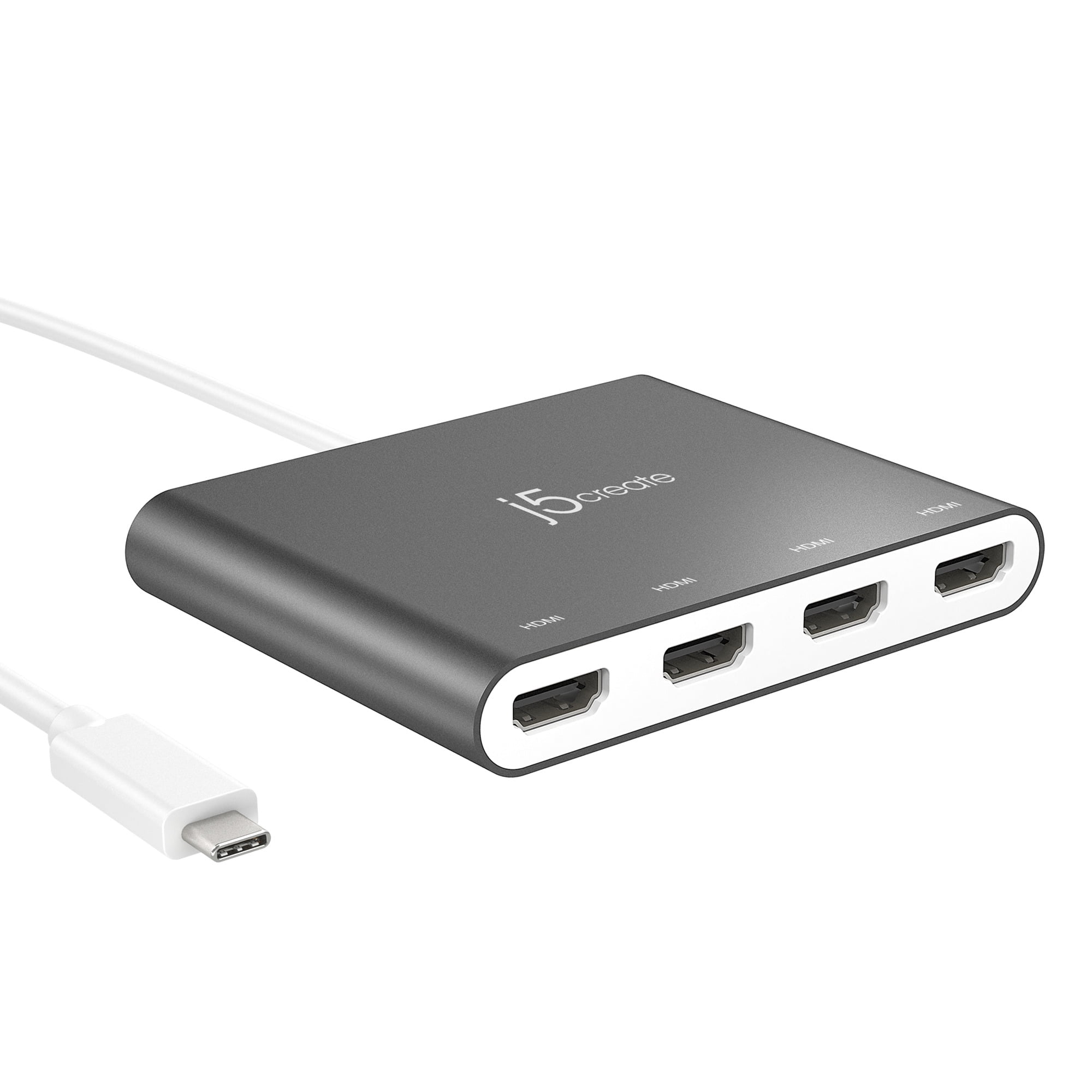 J5CREATE JCA366 USB-C to 4-Port HDMI Multi-Monitor Adapter with Cable ...