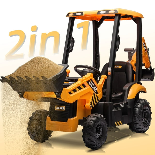 JCB 2 in 1 Kids Ride on Car Excavator & Bulldozer,Wisairt 12 V Battery ...