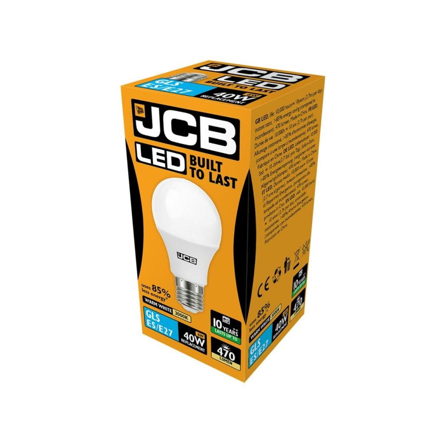 Long Lasting JCB LED A60 Opal 6w Light Bulb, E27 2700k, Warm White ...