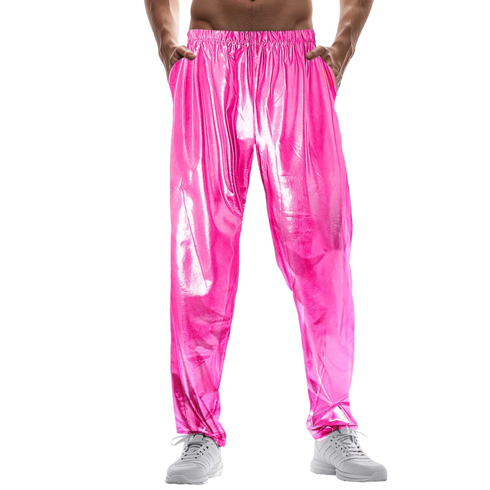 JCCXIN Mens Pants Male Shiny Metal Shiny Casual Pants Nightclub Disco ...
