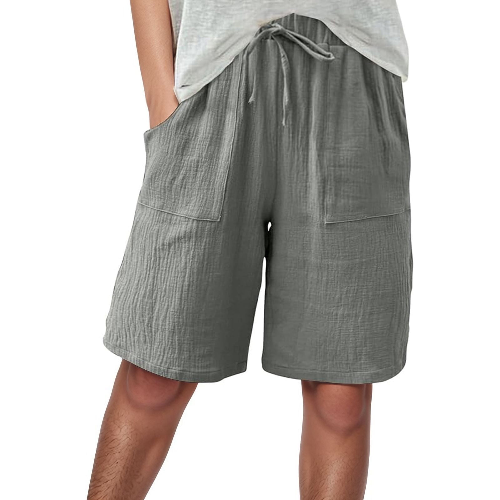 JCCXIN Pants For Women 2025 Shorts For Female Knee Length Linen Wide ...