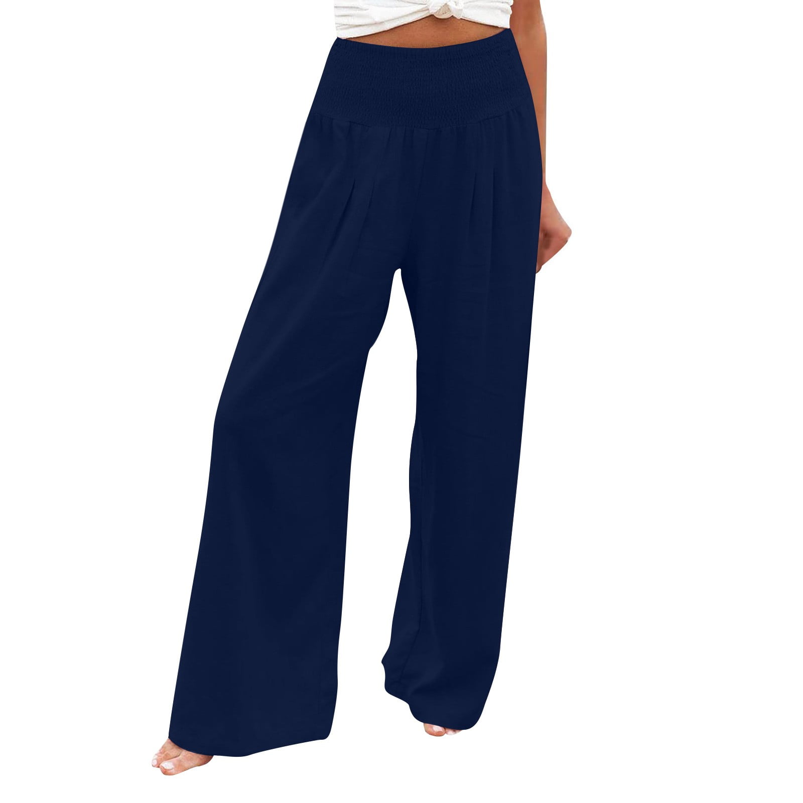 JCCXIN Women's Pants Fashion Linen Pants For Female High Waisted Wide ...