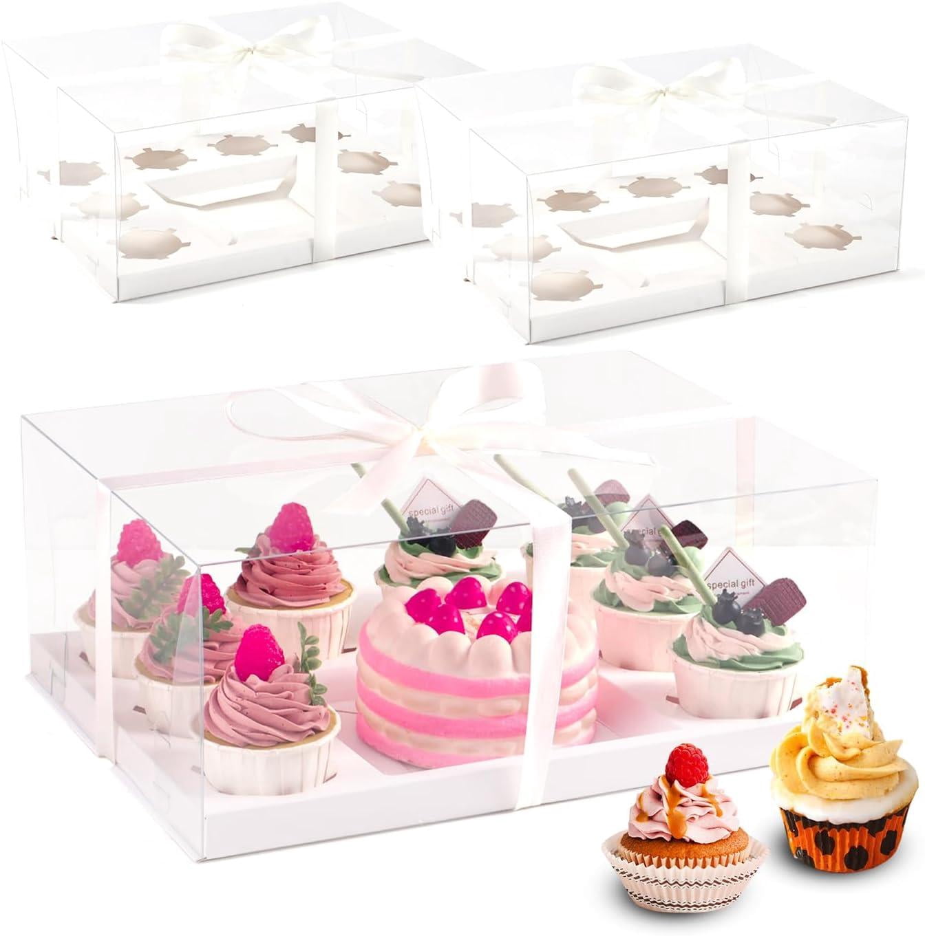 JCD 9 Pcs Cake and Cupcake Combo Bento Boxes with Clear Lid for mini ...