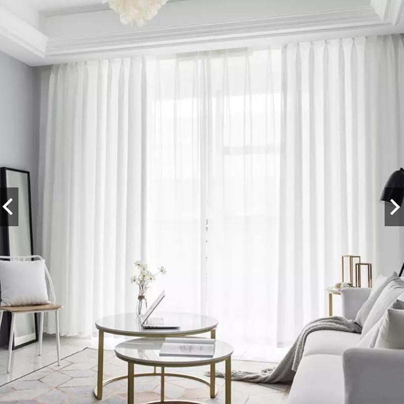 JCDY 2 Panels Solid Color White Sheer Curtains 63-108 inches Length for ...