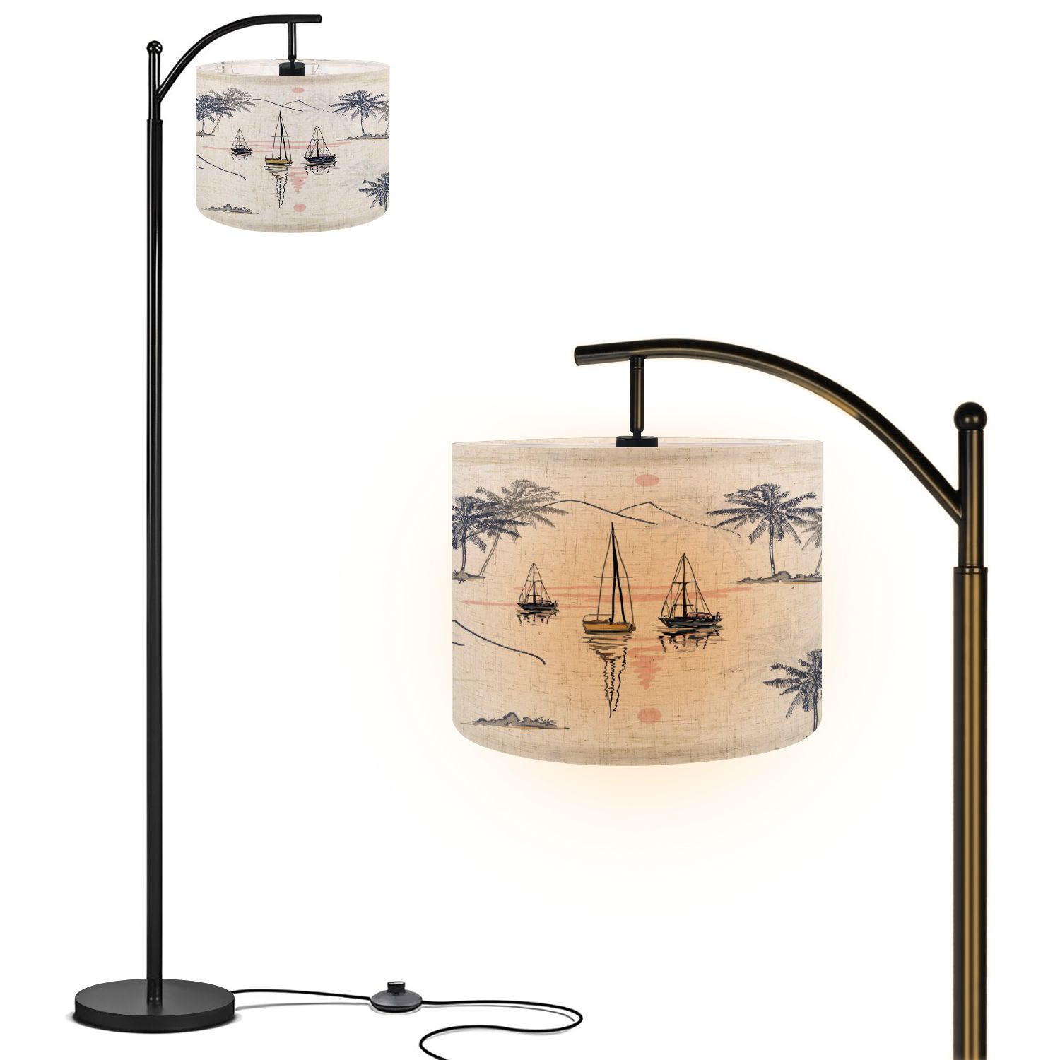 JCFANGALLERY 60" Modern Arc Floor Lamp Adjustable Theme Shade - 3 Color ...
