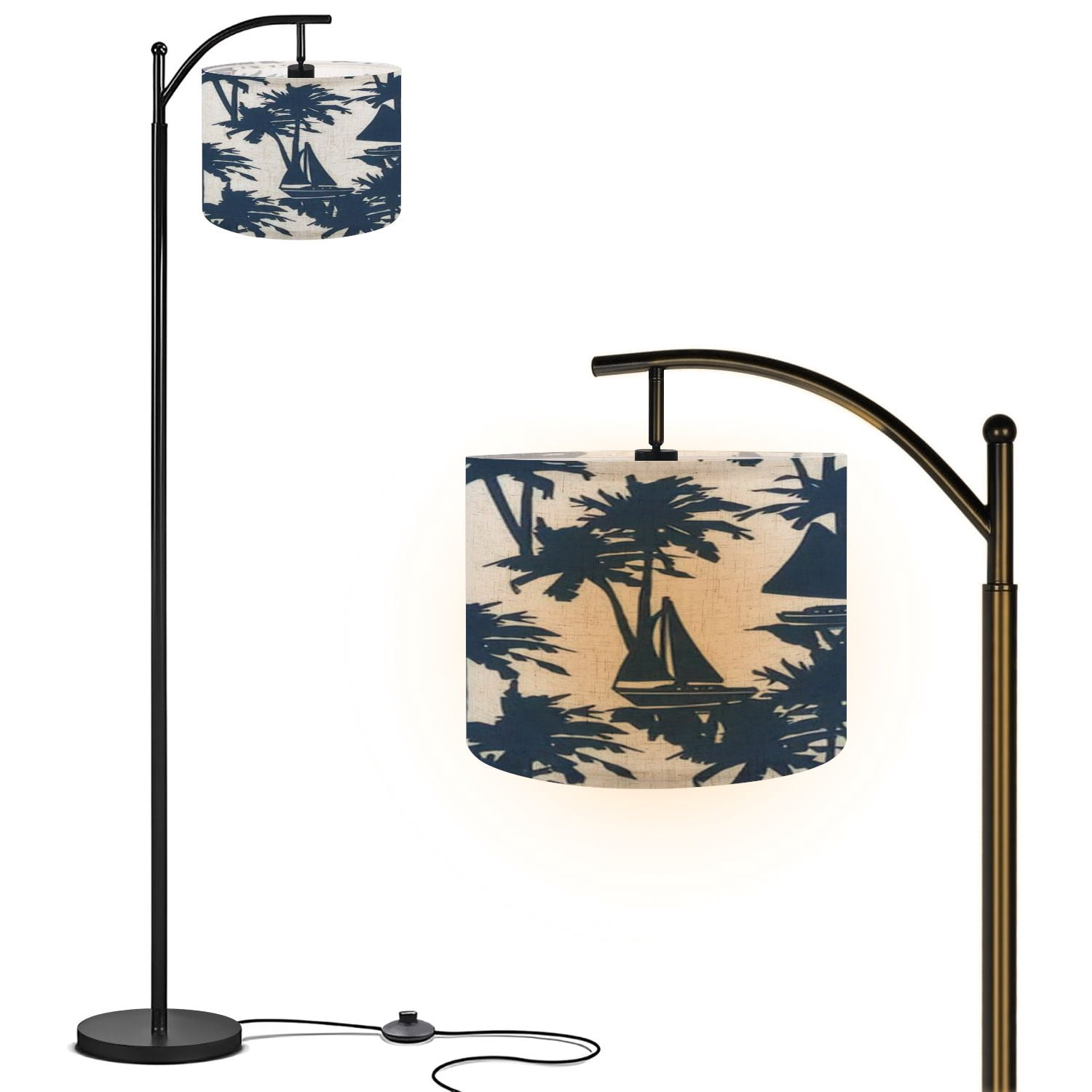 JCFANGALLERY 60" Modern Arc Floor Lamp Adjustable Theme Shade - 3 Color ...