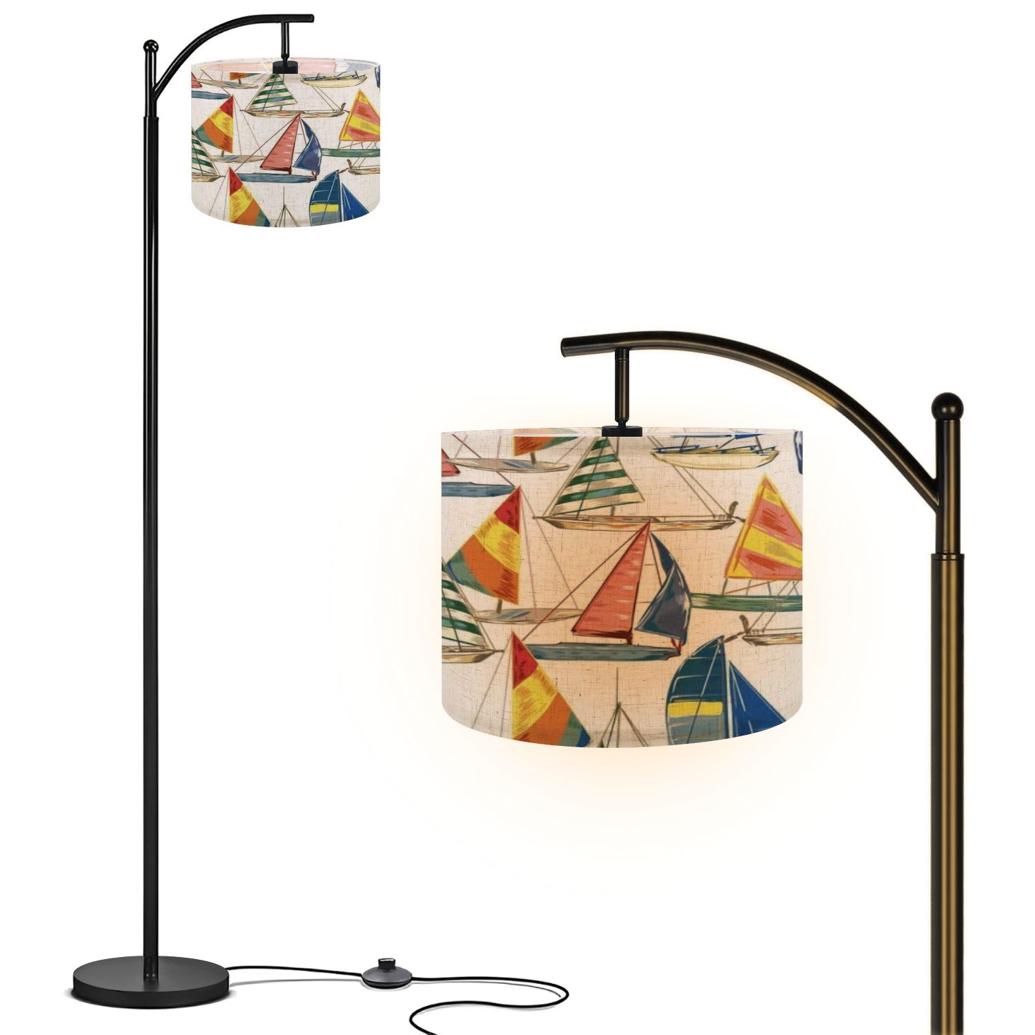 JCFANGALLERY 60" Modern Arc Floor Lamp Adjustable Theme Shade - 3 Color ...